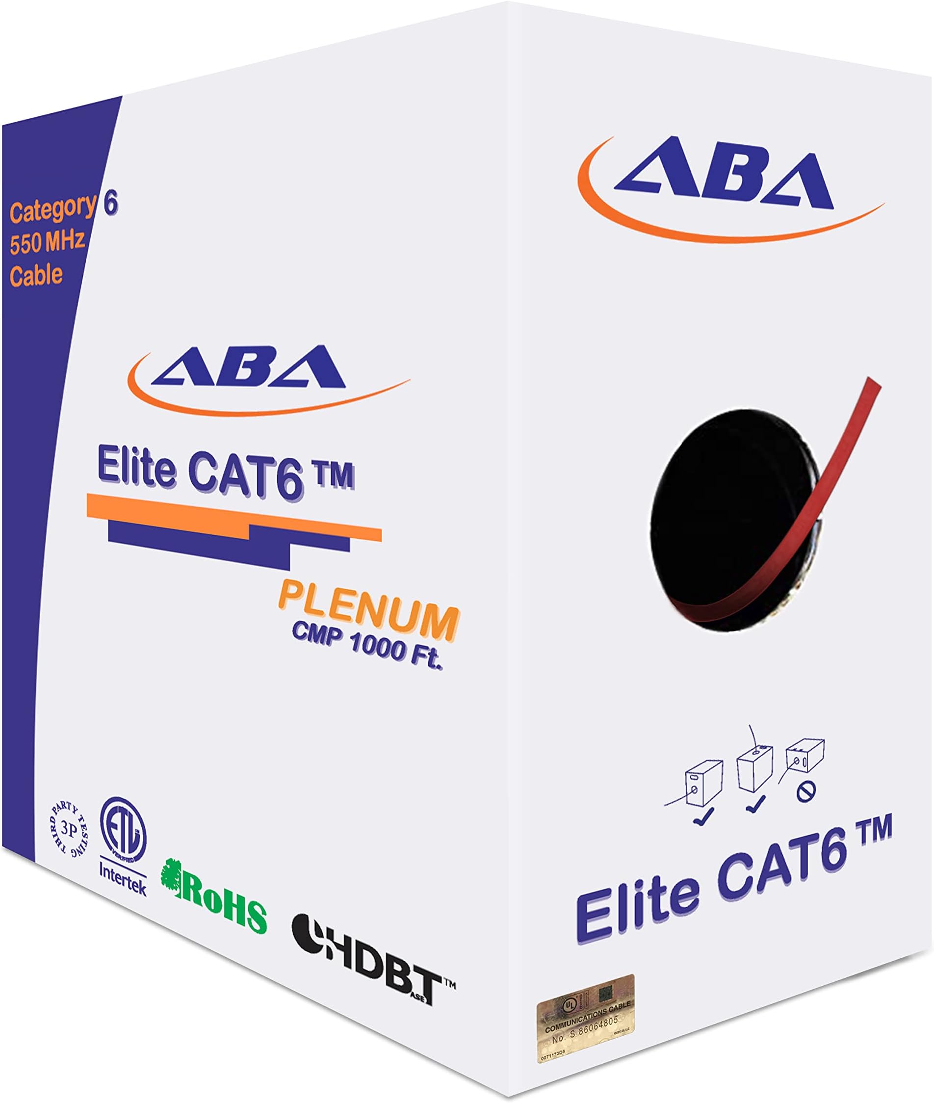 Amazon.com: CAT6 Plenum (CMP), Ethernet Cable 1000ft, Unshielded ...