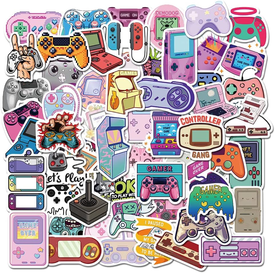 Amazon.com: 60pcs Gamer Stickers Doodle PVC Waterproof Stickers Cute ...