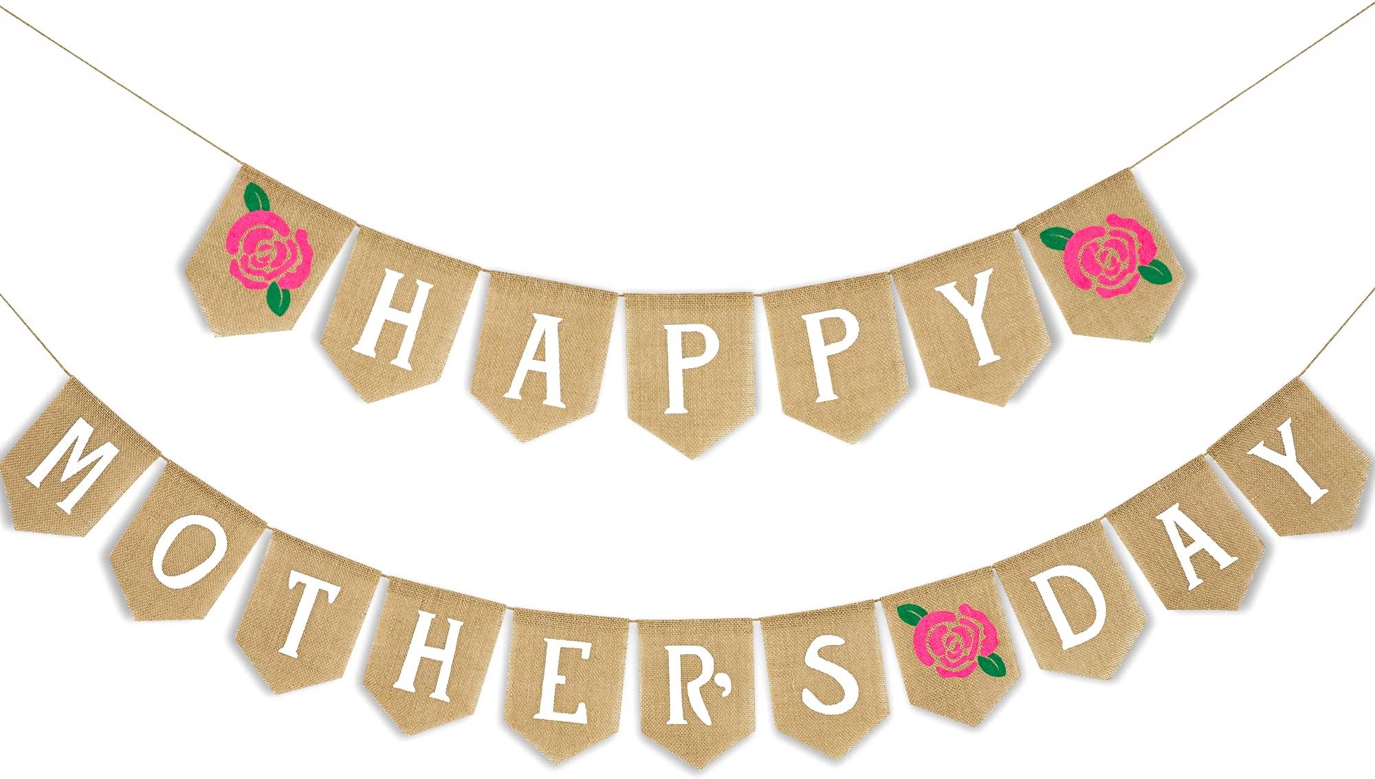 Amazon.com: HOWAF Mother's Day Party Decorations Banner, Happy Mother's ...