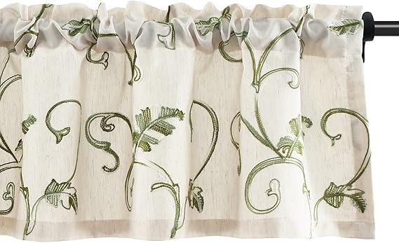 Amazon.com: VOGOL Vine Embroidered Curtain Valances, Botanical Pattern ...