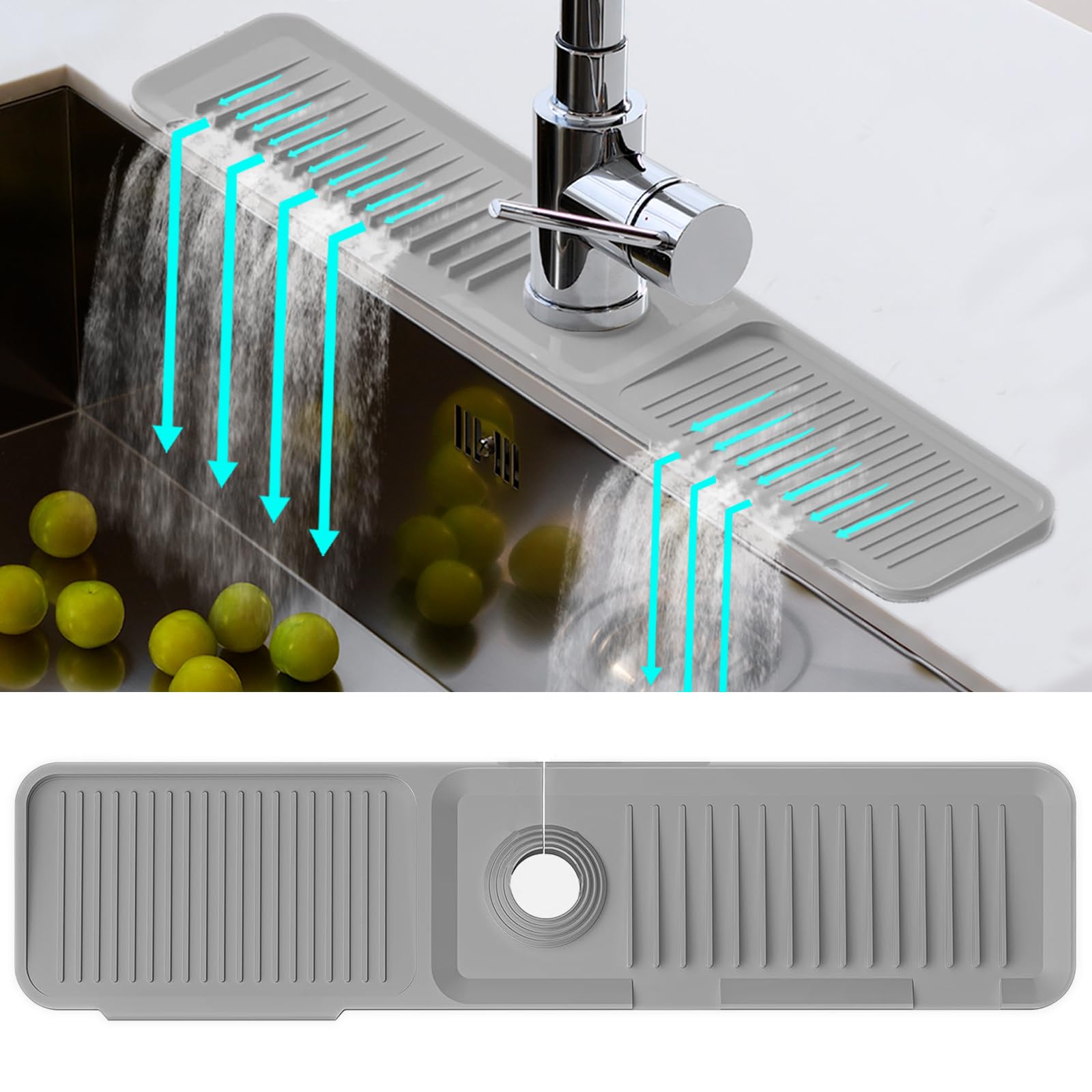 Amazon.com: Silicone Kitchen Sink Splash Guard Faucet Mat (17.7" x 5.5 ...