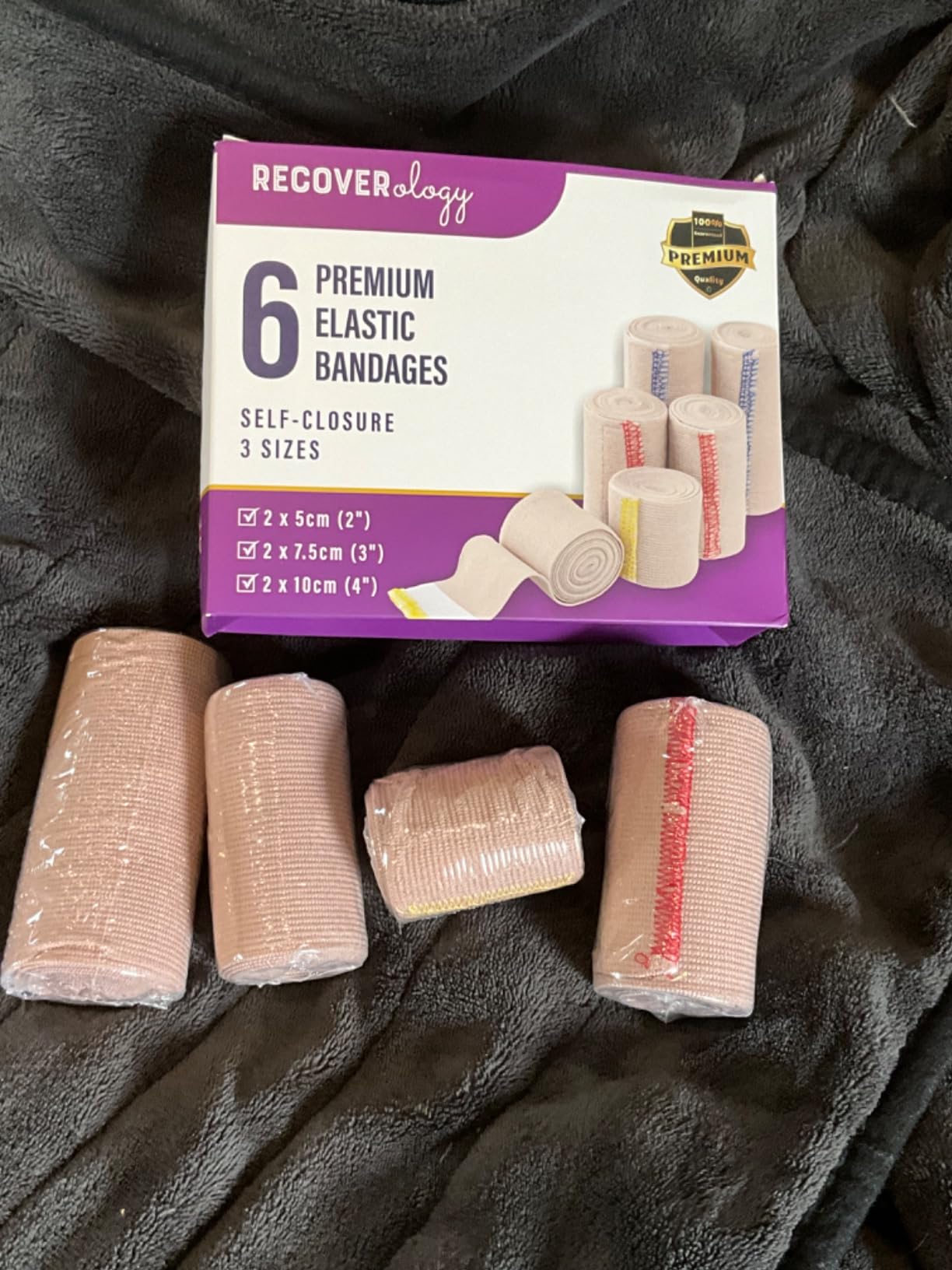 Premium Elastic Bandage Wrap with Self-Closures – 6 pack (2x5cm, 2x7 ...