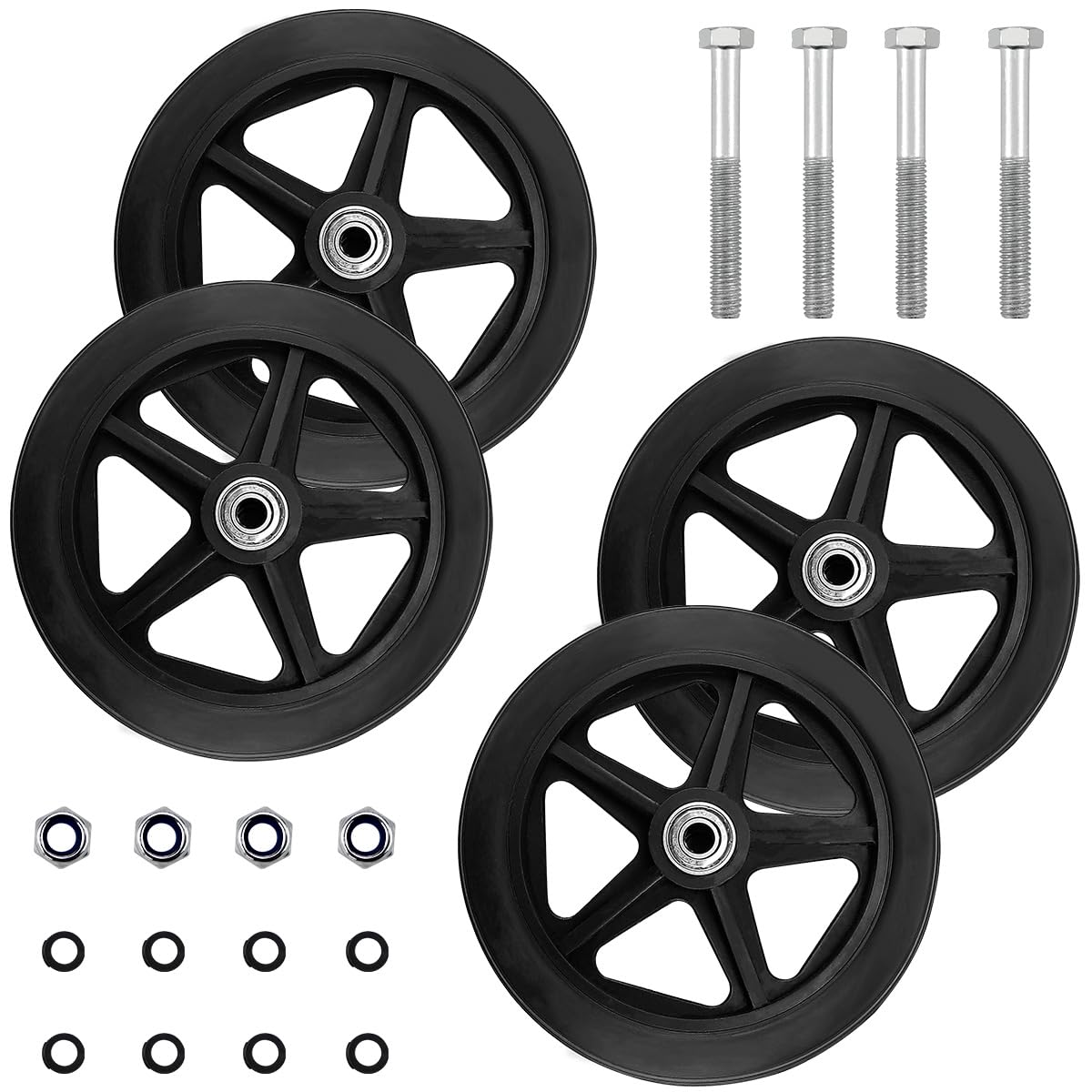 ZJIVQO 4pcs 6IN Front Wheelchair Wheel Solid Wheels for Wheelchair ...