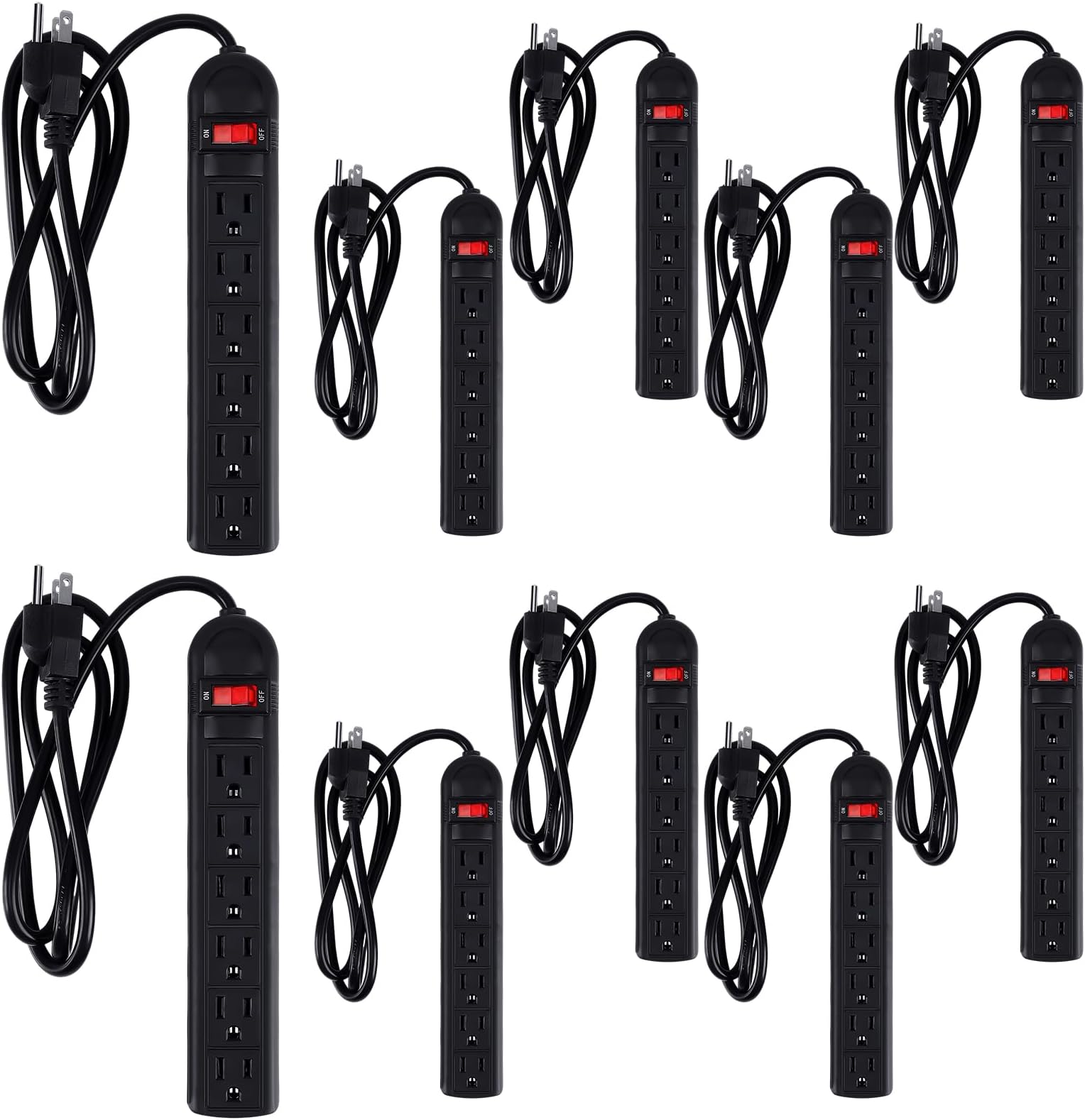 Amazon.com: Hoteam 10 Pcs Power Strip Bulk 6 Outlet Surge Protector ...
