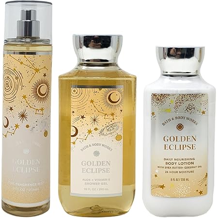 Amazon.com : Bath & Body Works Golden Eclipse Trio Gift Set - Fragrance Mist - Body Lotion ...