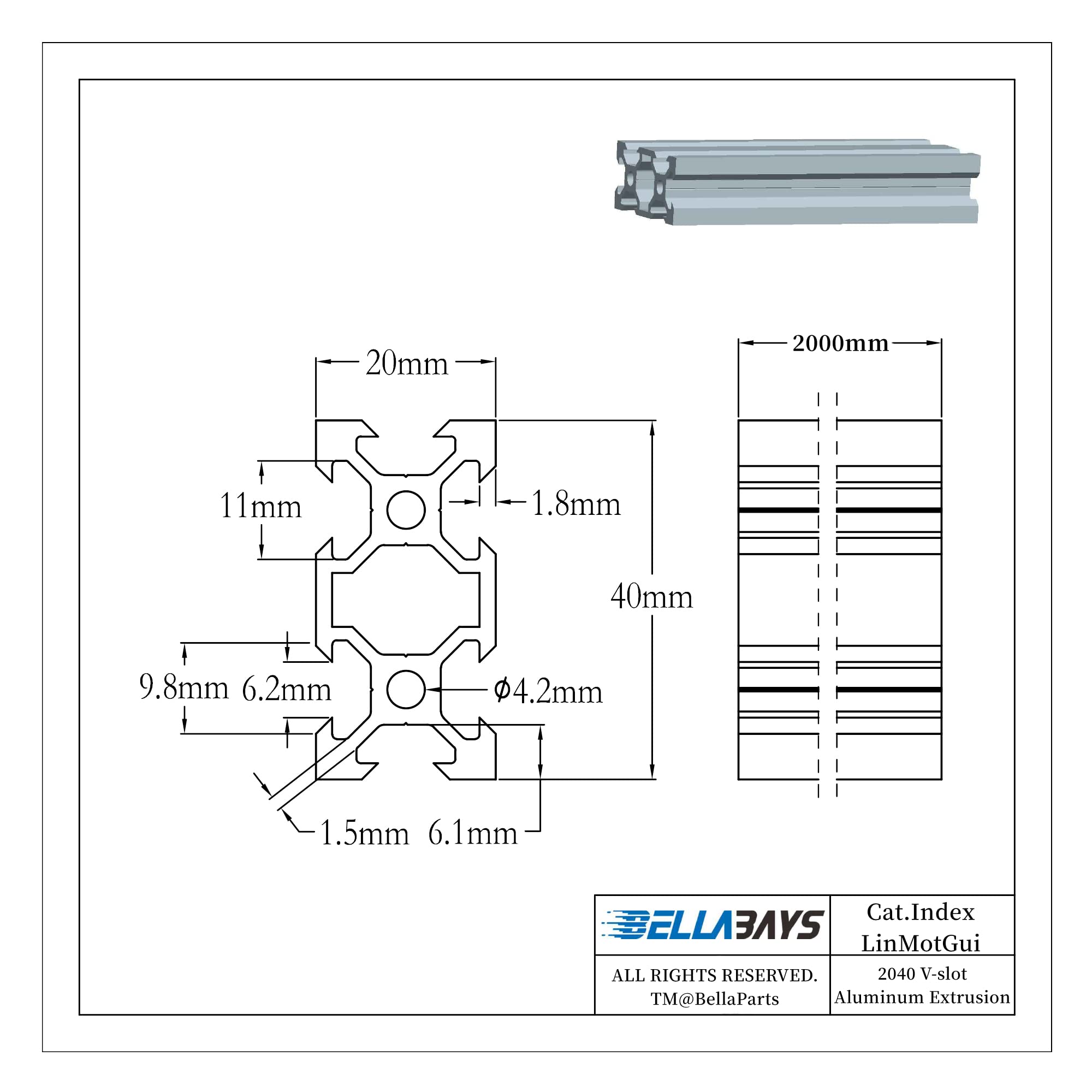 Snapklik.com : 5pcs 78.74 Inch 2000mm 2040 V Slot Aluminum Extrusion ...