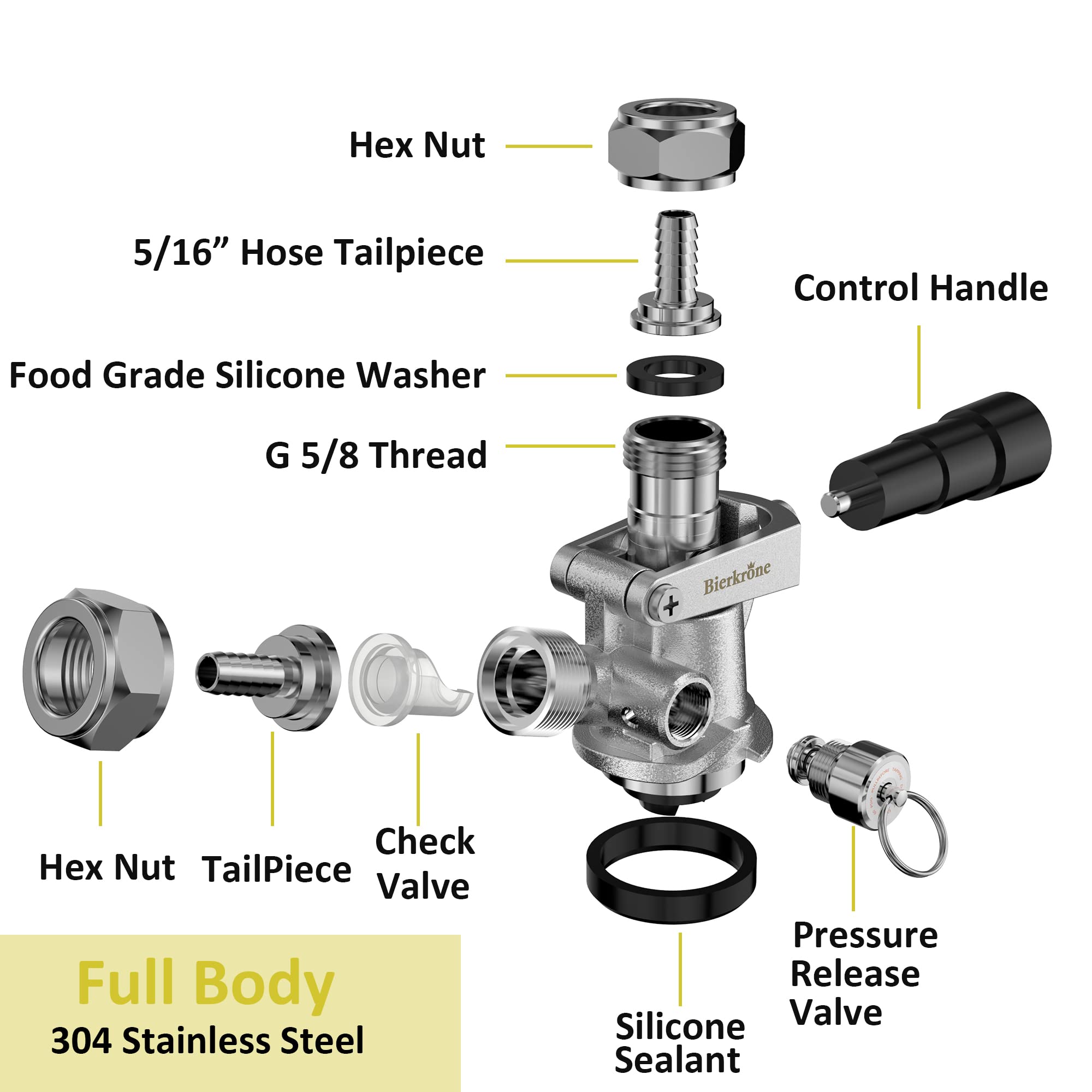 American Sankey Tap Diagram Keg Coupler, Sankey D Tap With 304