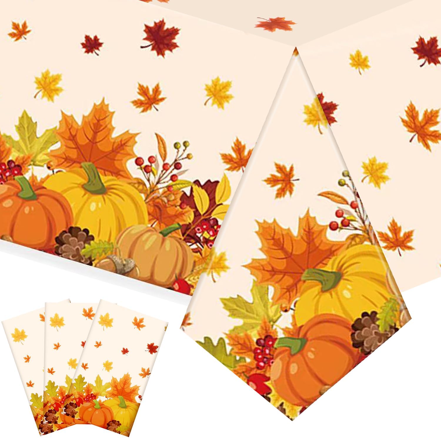 Amazon.com: UROINEPA Fall Tablecloths 3 Pieces Thanksgiving Maple Leaf ...