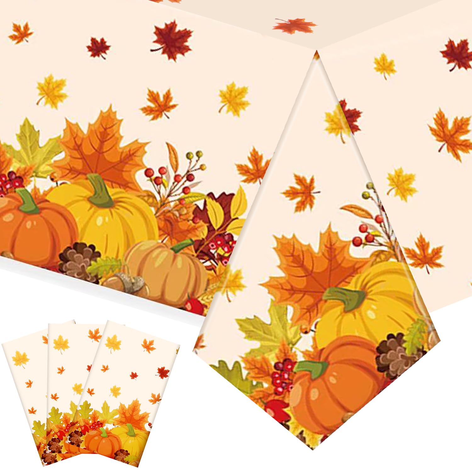 Amazon.com: UROINEPA Fall Tablecloths 3 Pieces Thanksgiving Maple Leaf ...