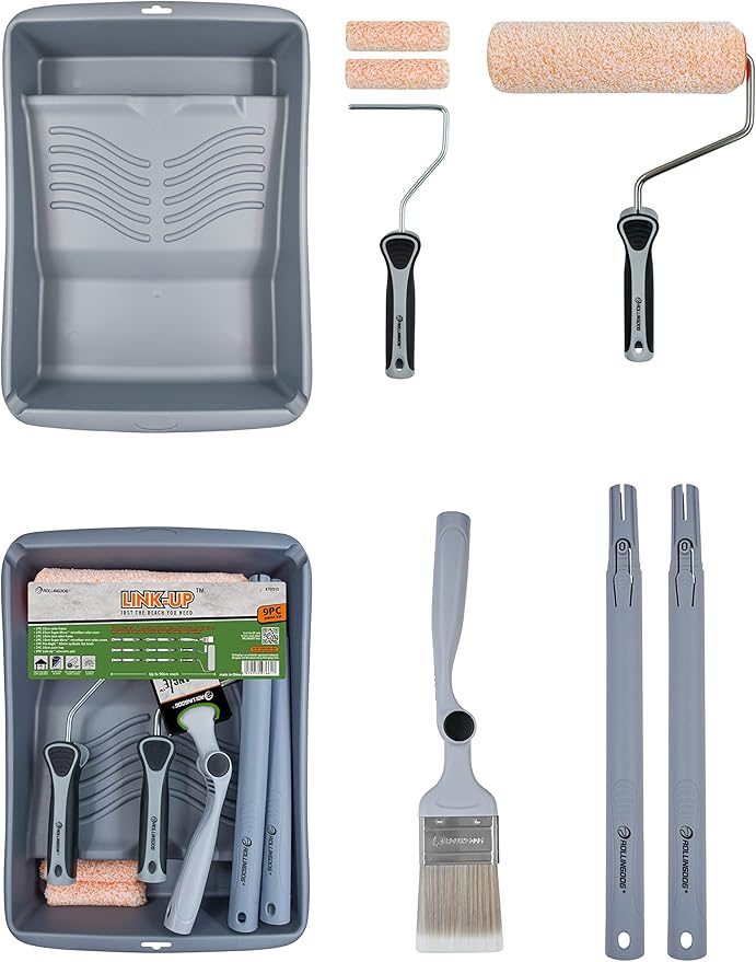 ROLLINGDOG 9PC Paint Roller Set with Paint Tray - Paint Roller and Tray ...