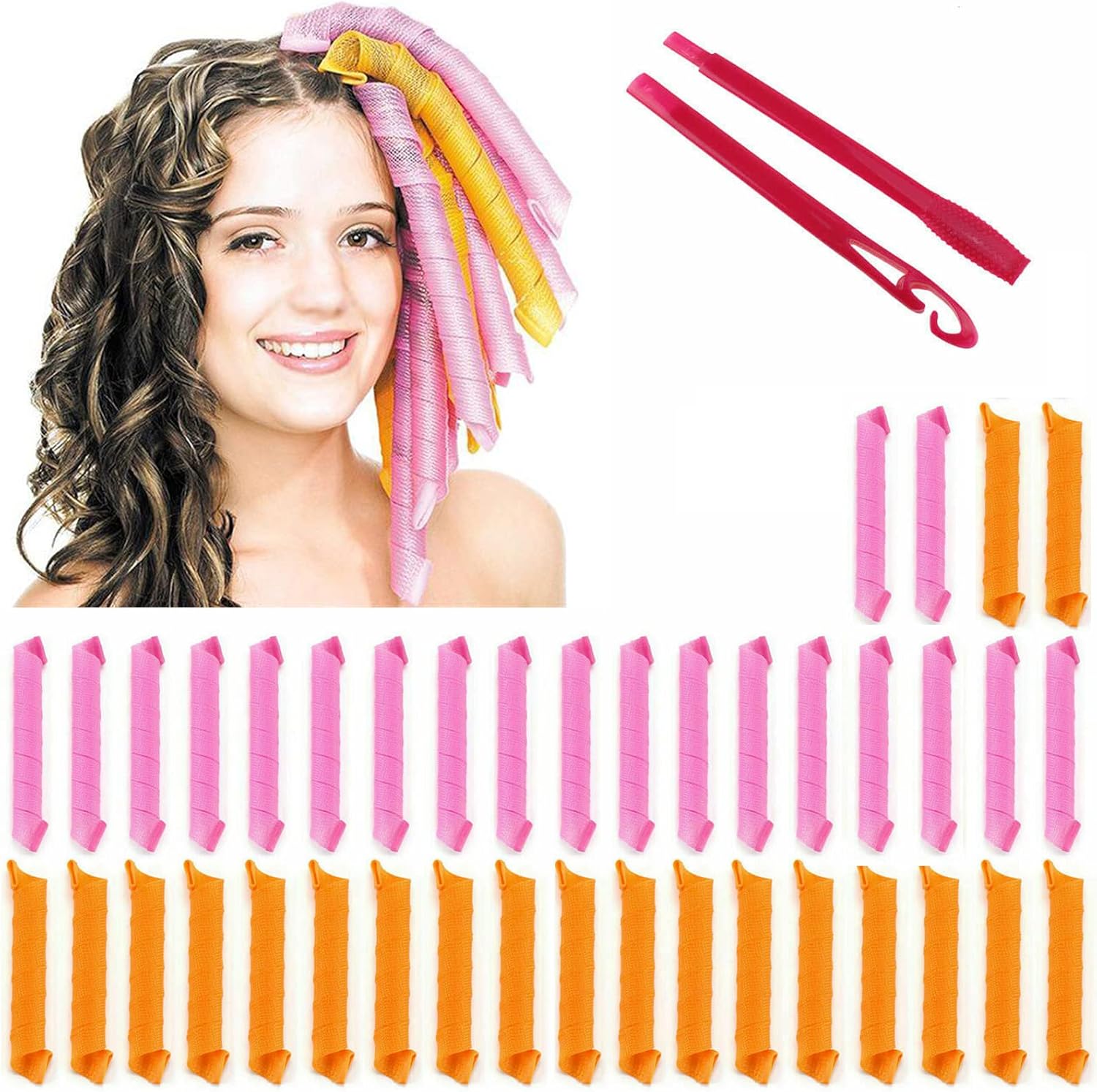 LZLRUN Super Long Magic Spiral Ringlet Curls Hair Roller Curler Styling ...