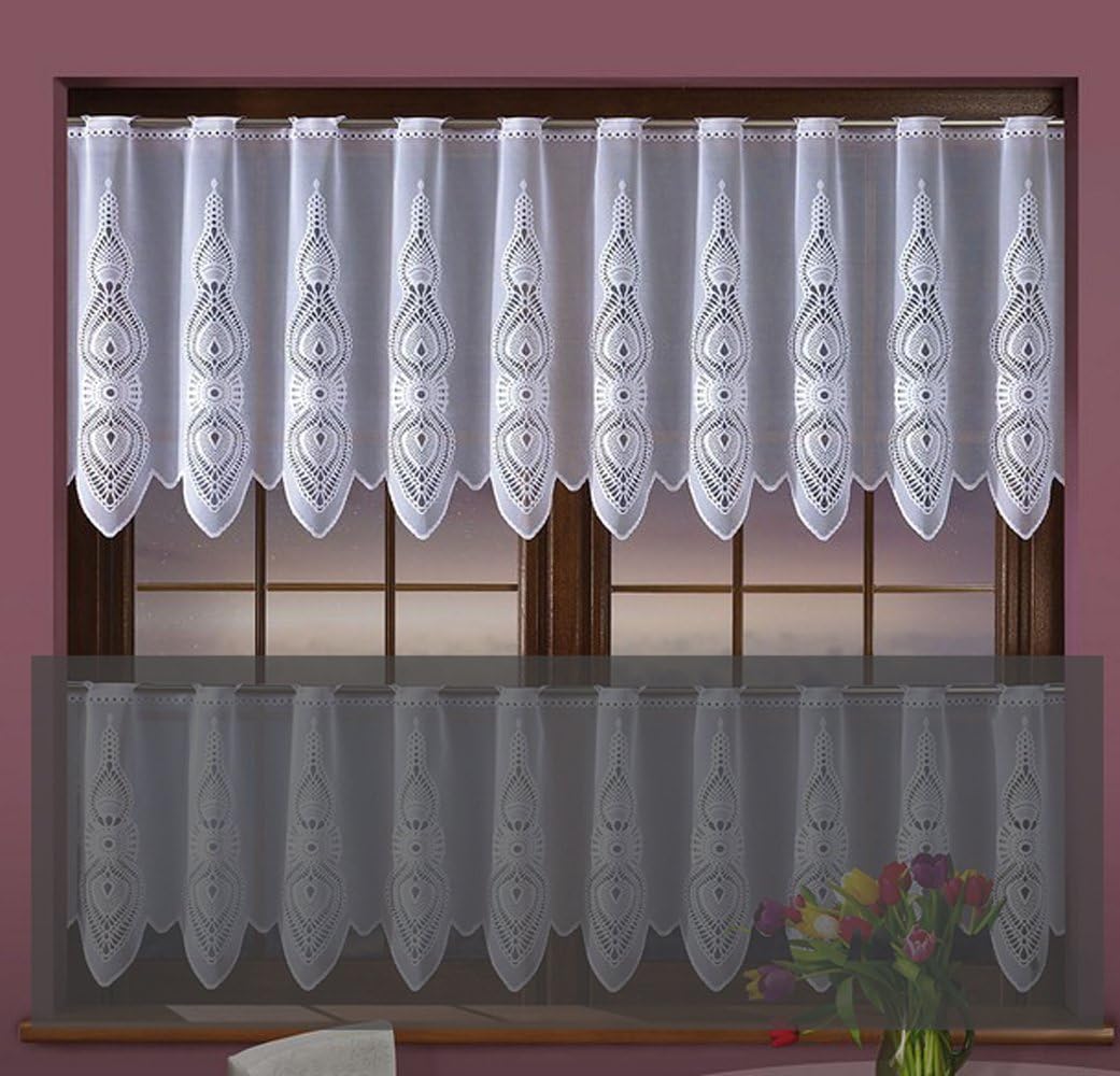 MforStyle White Cafe Net Curtain Sold by the metre Drop 28" (70cm ...