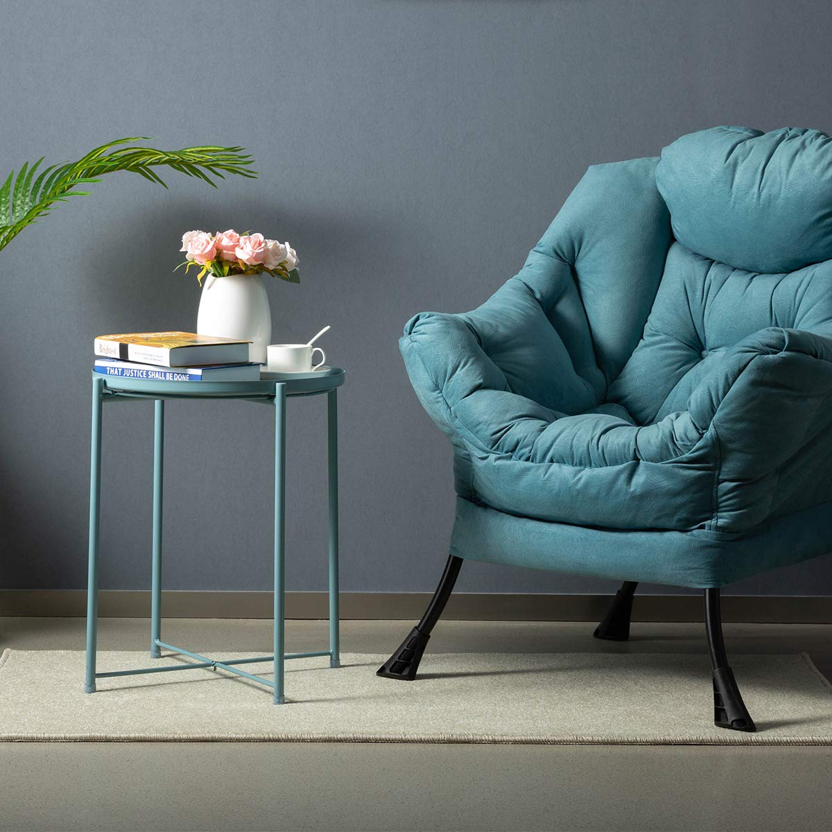 HollyHOME Tray Metal End Table, Sofa Table Small Round Side Tables ...