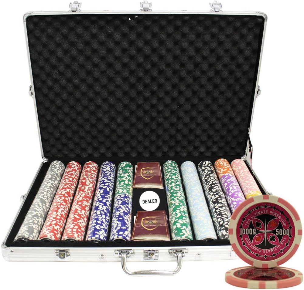 Amazon.com: MRC 1000pcs Ultimate Laser Poker Chips Set with Aluminum ...