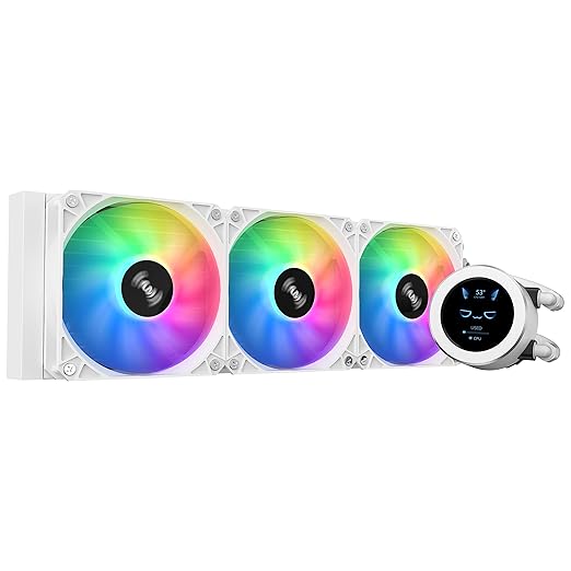SAMA SM360 White 360mm AIO Liquid CPU Cooler – Adjustable LCD Display ...