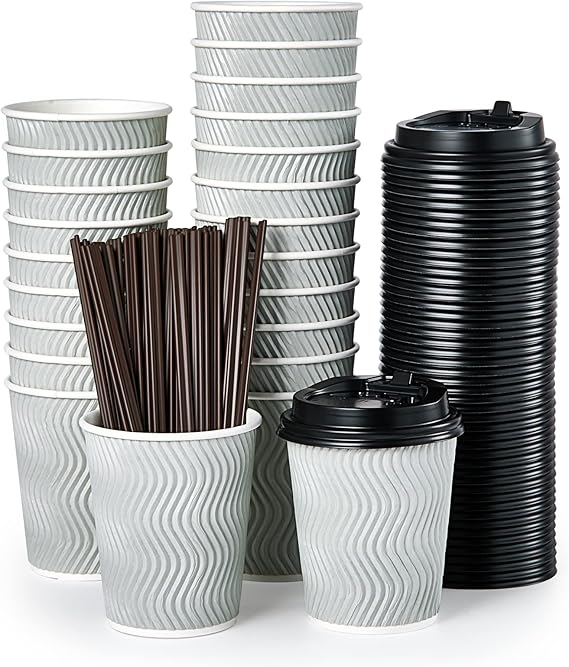 Amazon.com: MUCHII [100 Pack] 8oz Disposable Coffee Cups, Paper Coffee ...