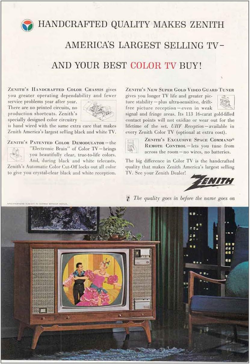 Amazon.com: RelicPaper 1963 Zenith Television: Handcrafted Color ...