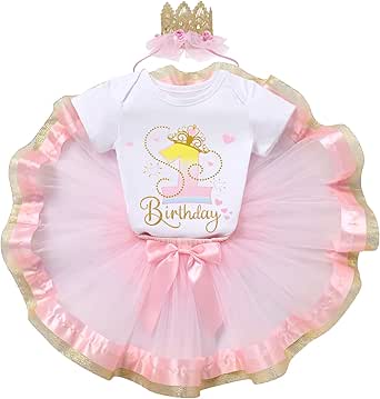 Amazon.com: IDOPIP Corona - Traje de 1º 2º y 3º cumpleaños para niña ...