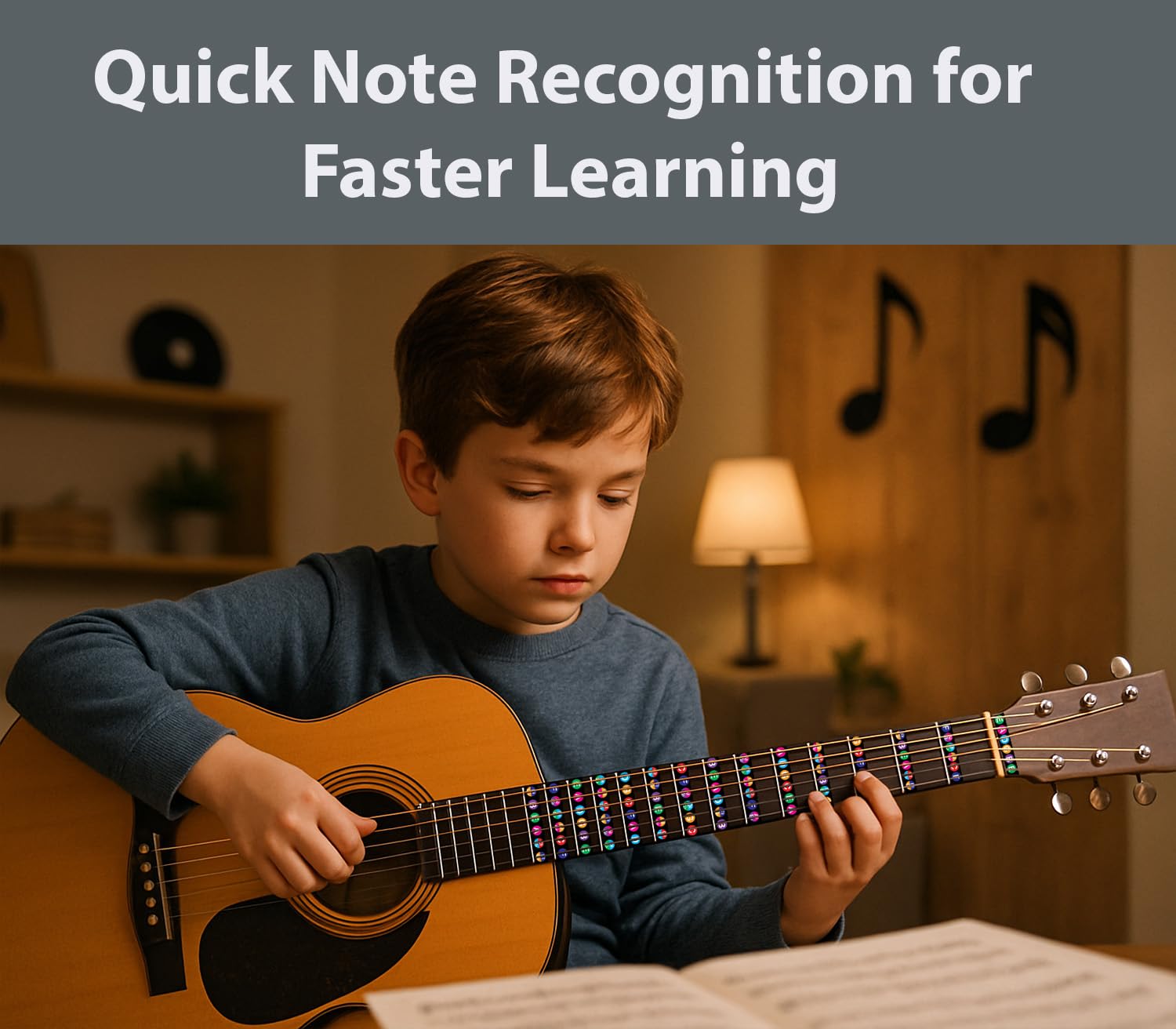Snapklik.com : Guitar Fretboard Stickers Color Coded Note Decals For ...