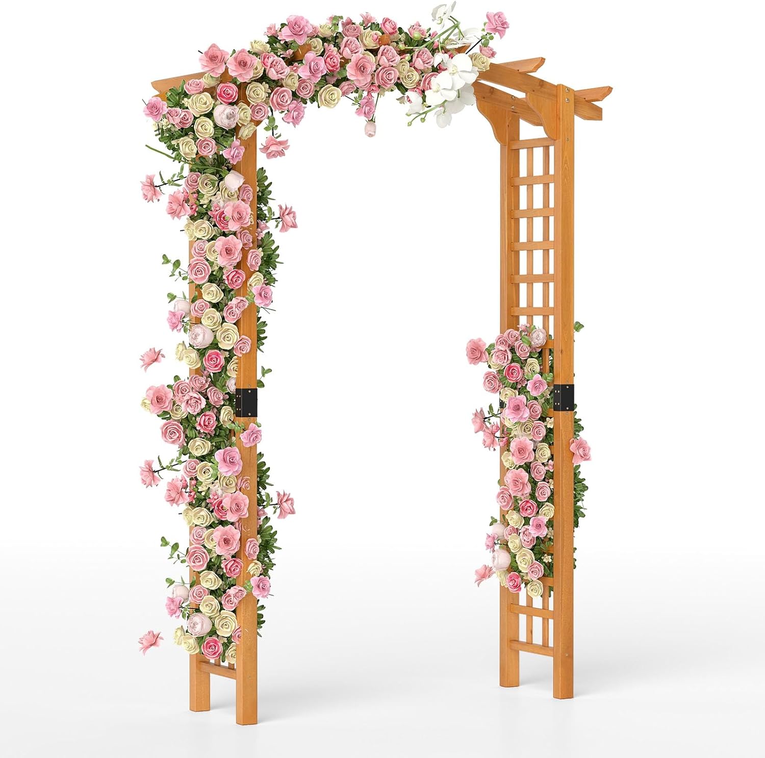 COSTWAY 215cm/229cm Wooden Garden Arch, Trellis Pergola Arbour for ...