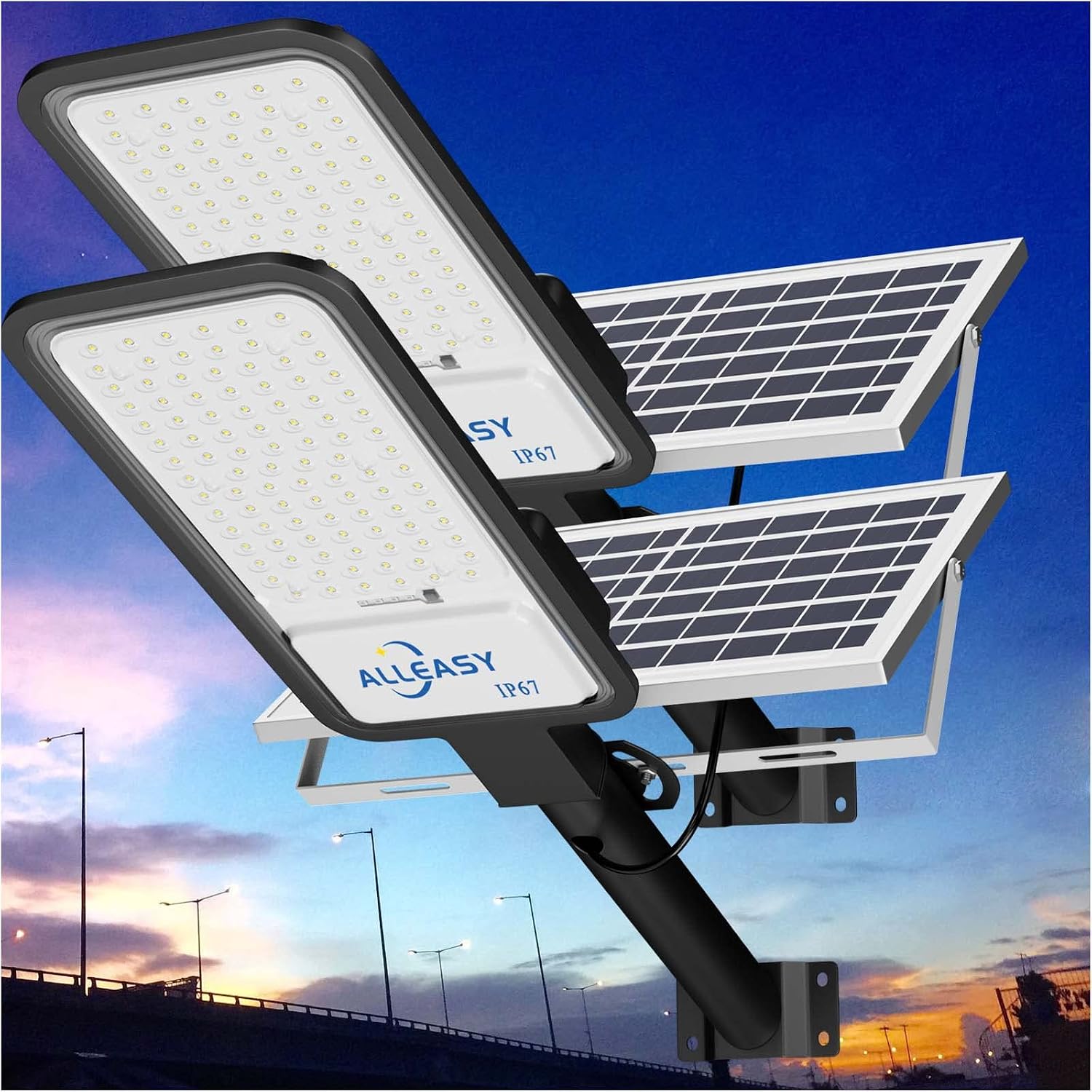 Solar Street Light Outdoor, 2-Pack 120W 1580lm Security Solar Flood ...