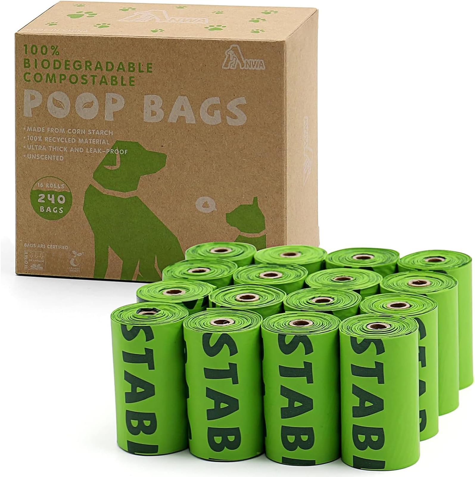 Benevo Biodegradable Dog Poop Bags (120 Bags) EN13432 Compostable Dog ...