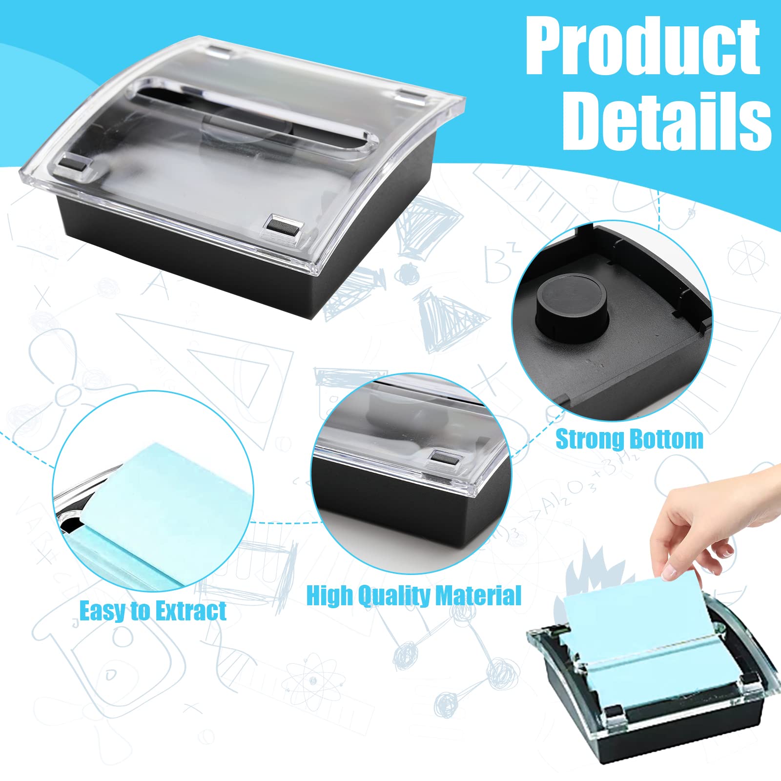 Snapklik.com : 2 Pcs Pop-up Sticky Note Boxes, Black Base Clear Top ...
