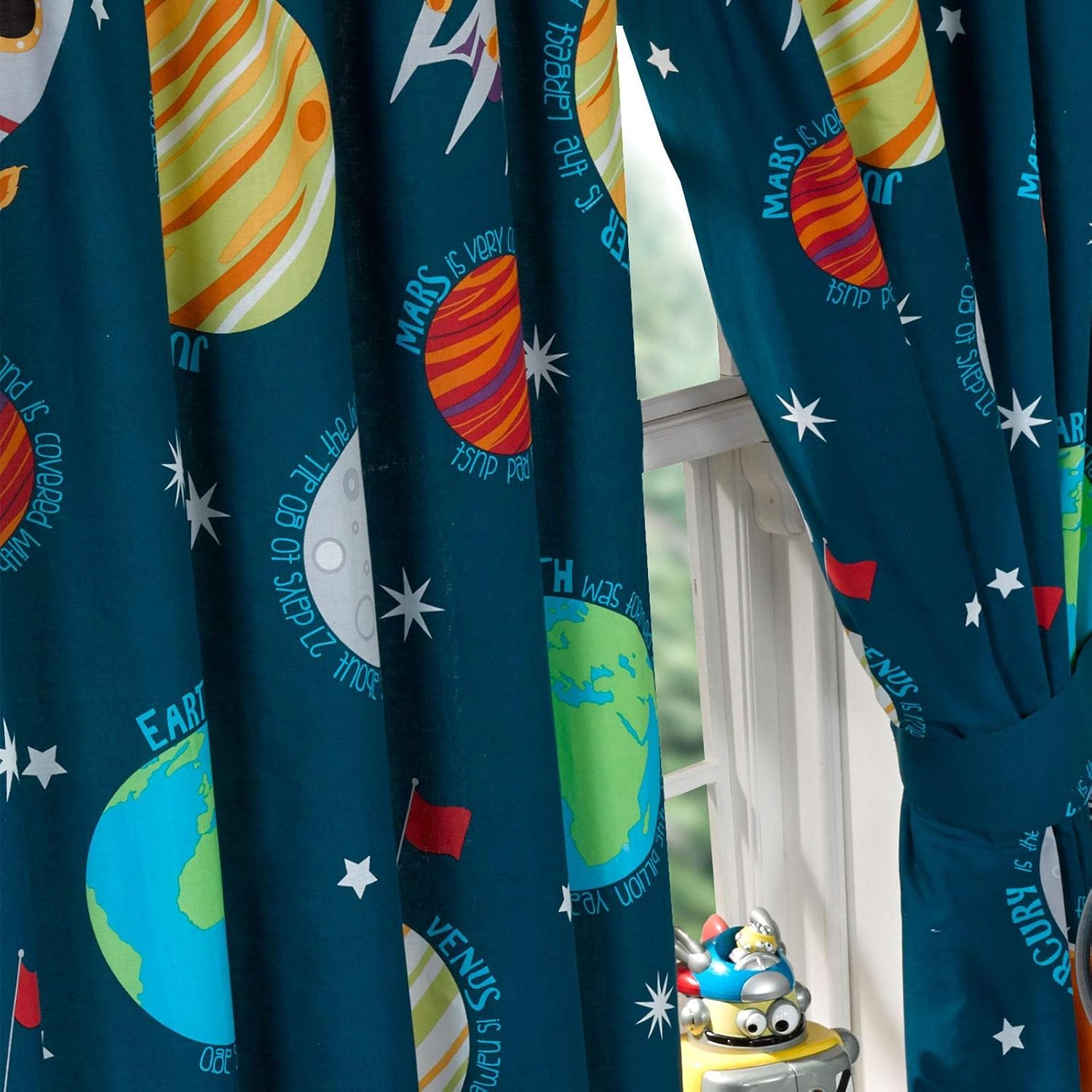 Amazon.com: Solar System Curtains Fully Lined 66x72 with Tie Backs ...