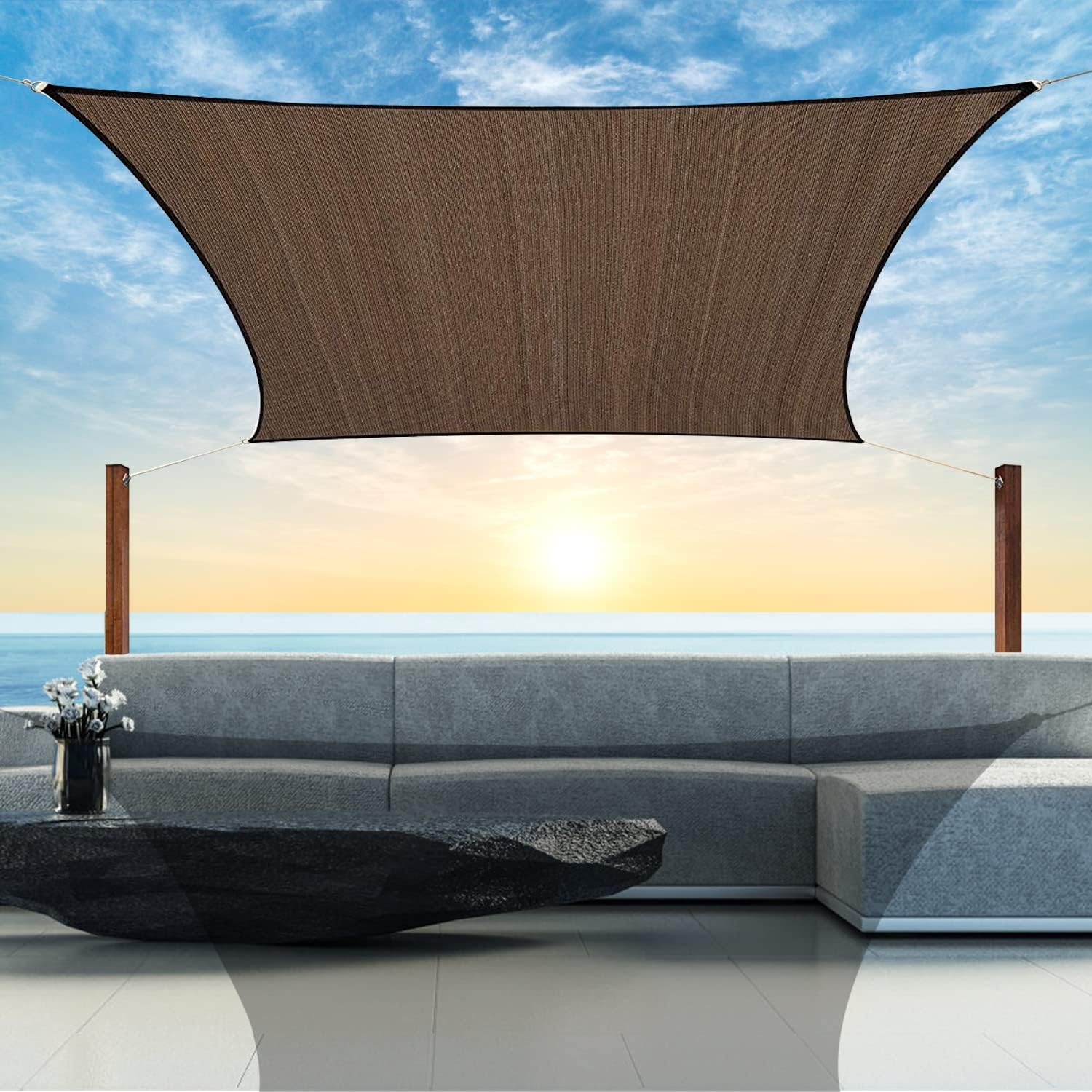 Amazon.com : KAMEA KENNA Custom Size 8' x 24' Brown Rectangle Sun Shade ...