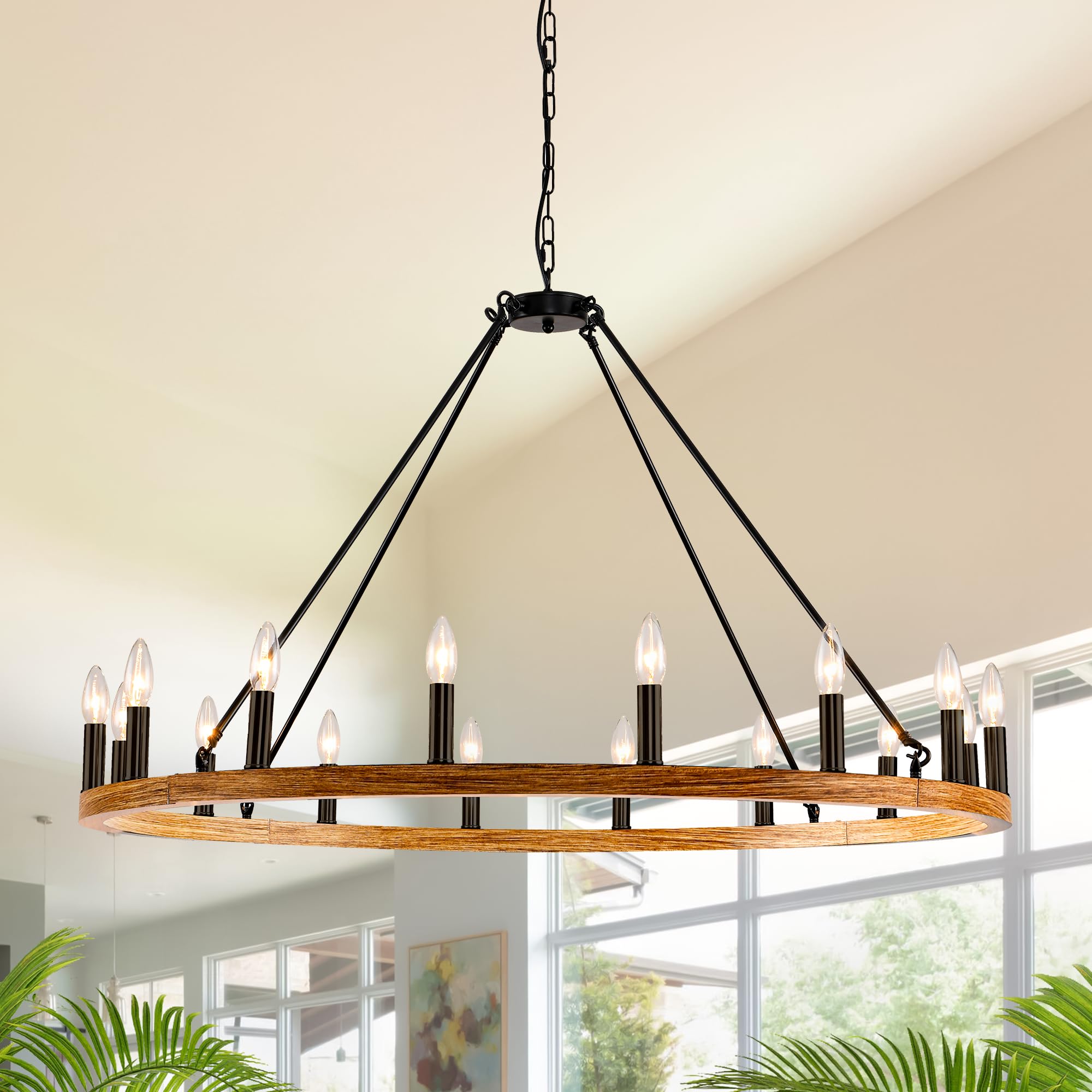 Wooden Wagon Wheel Chandeliers