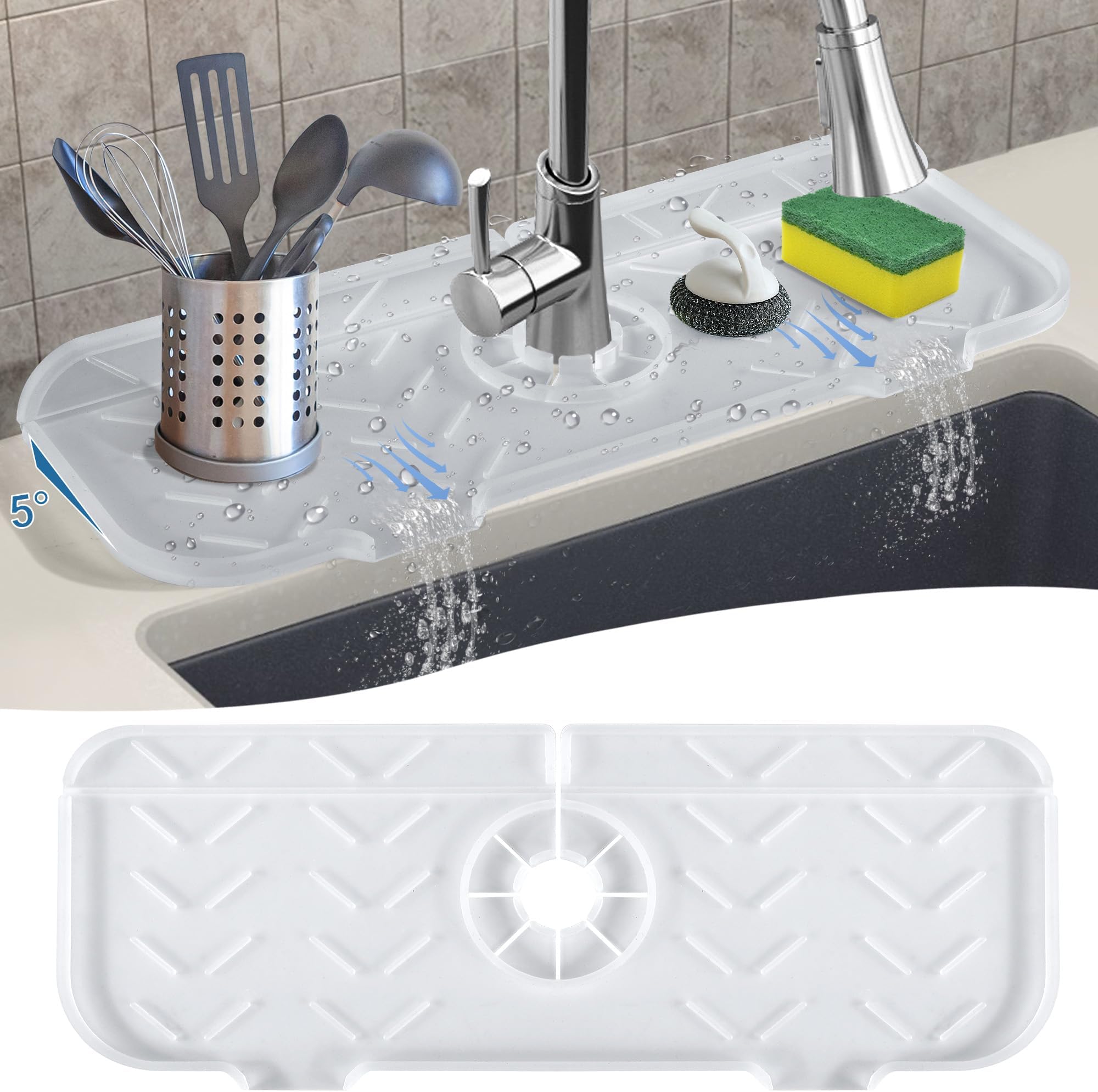 Sink Water Splash Guard Kitchen Sink Silicone Splash Pad Drainage ...