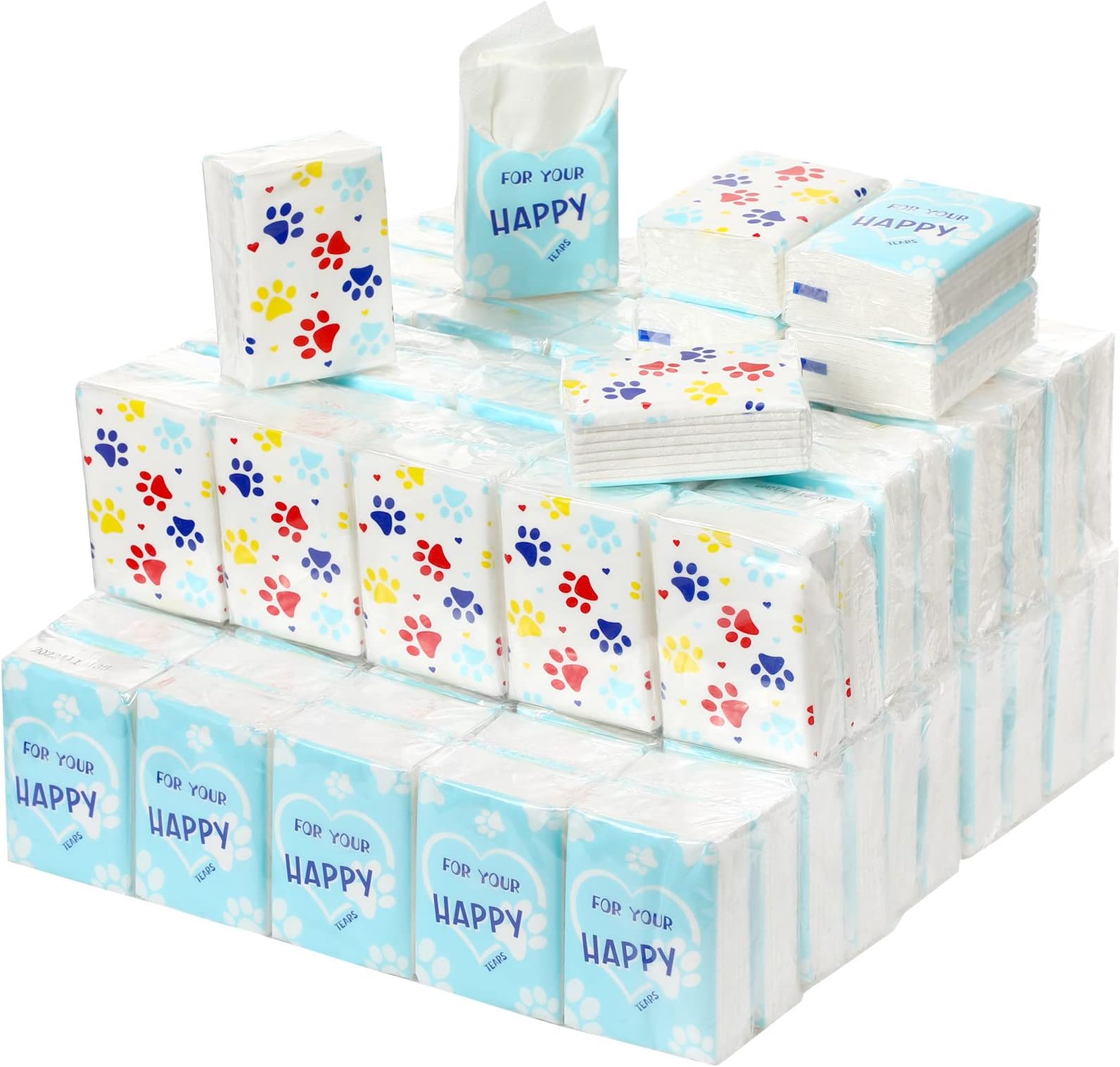 Amazon.com: Teling 100 Pcs Pocket Tissues Bulk Travel Tissues Packs ...