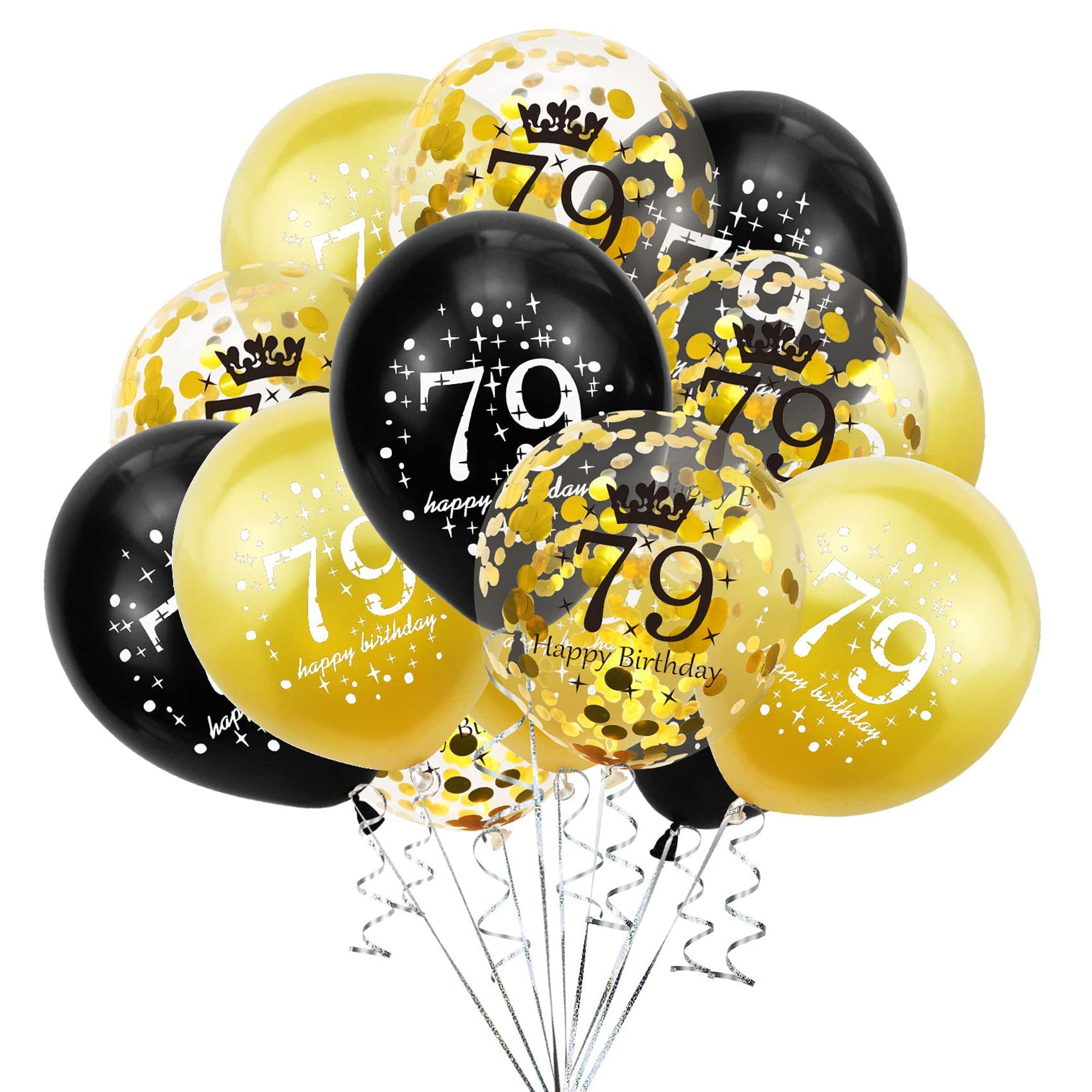 Amazon.com: SHUNTAI 79th Birthday Balloons Black and Gold 79th Birthday ...