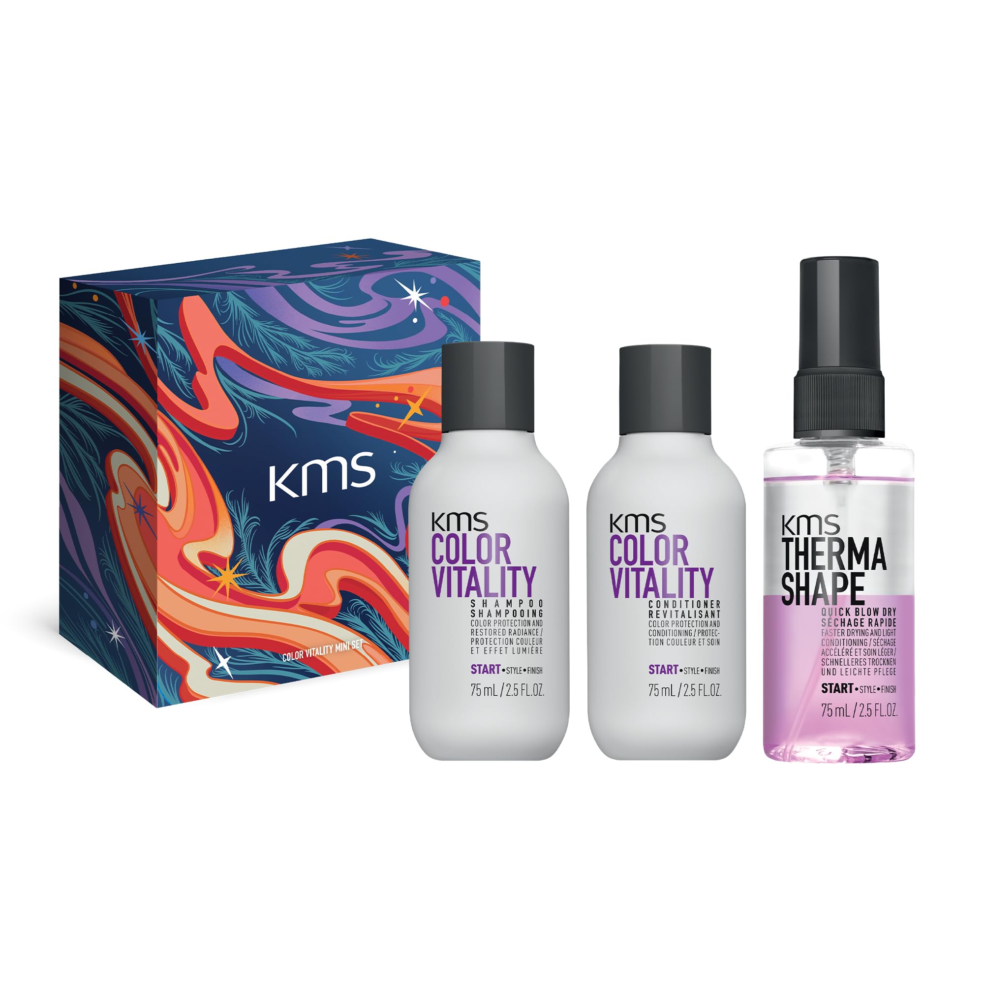 KMS Color Vitality Travel Set with Shampoo 75ml, Conditioner 75ml, and ...