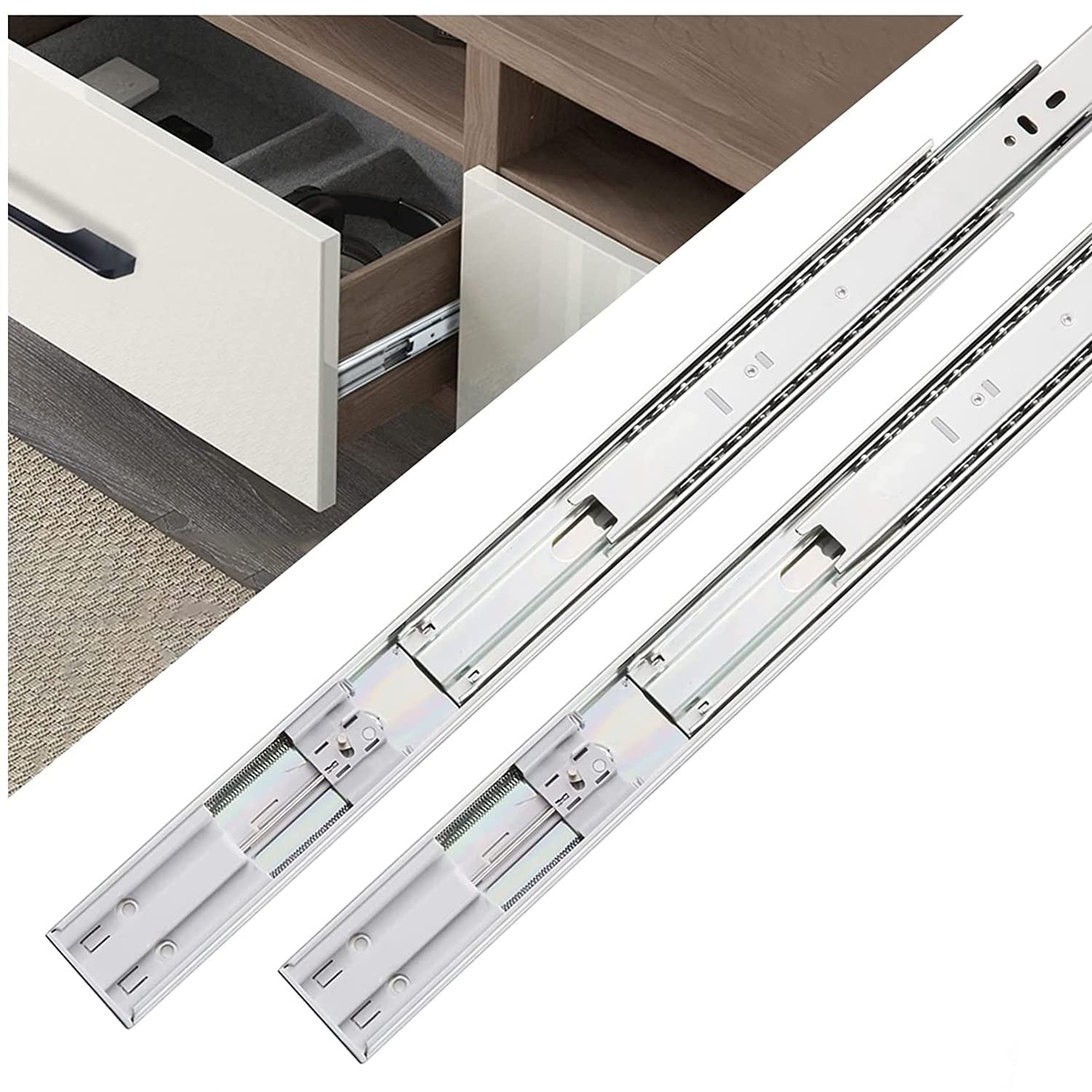 ABRO Full Extension Soft Close Drawer Slides Channel, Telescopic Ball ...