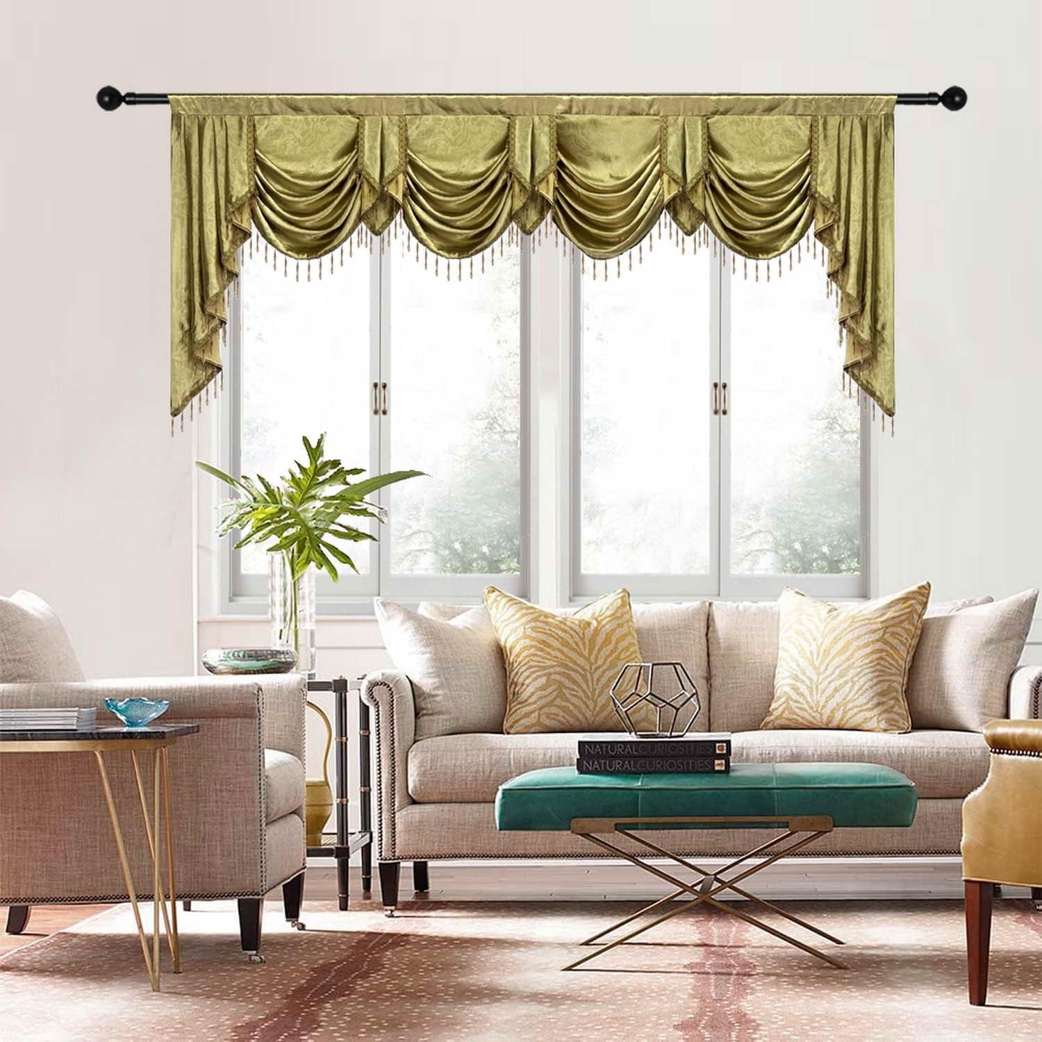 Amazon.com: European Style Waterfall Valance for Living Room Luxury ...