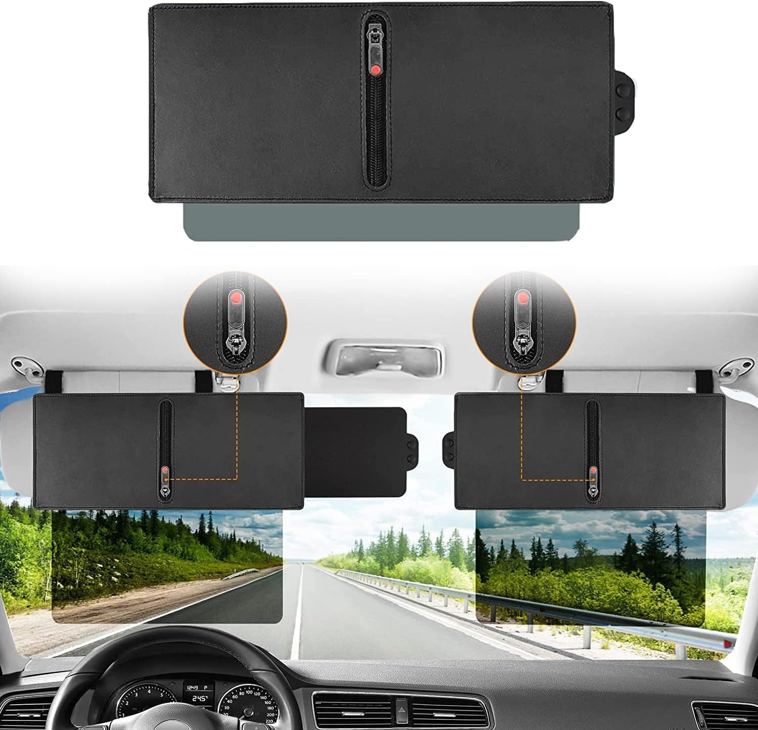 Extension Pare Soleil Voiture, 31x15cm Anti-éblouissement Pare-Soleil ...