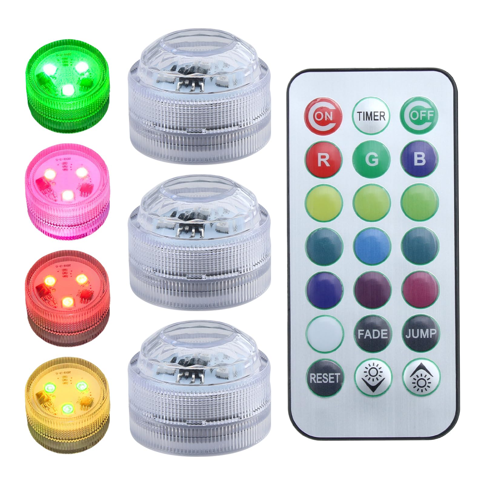 3pcs Mini Submersible LED Lights with Remote Waterproof Battery ...