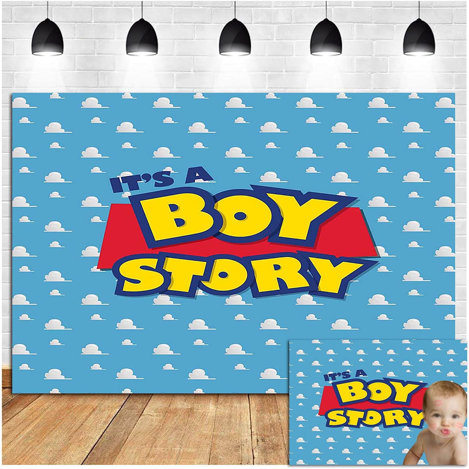 Amazon.com : Art Studio It's a Boy Story Backdrop Birthday Party Theme ...