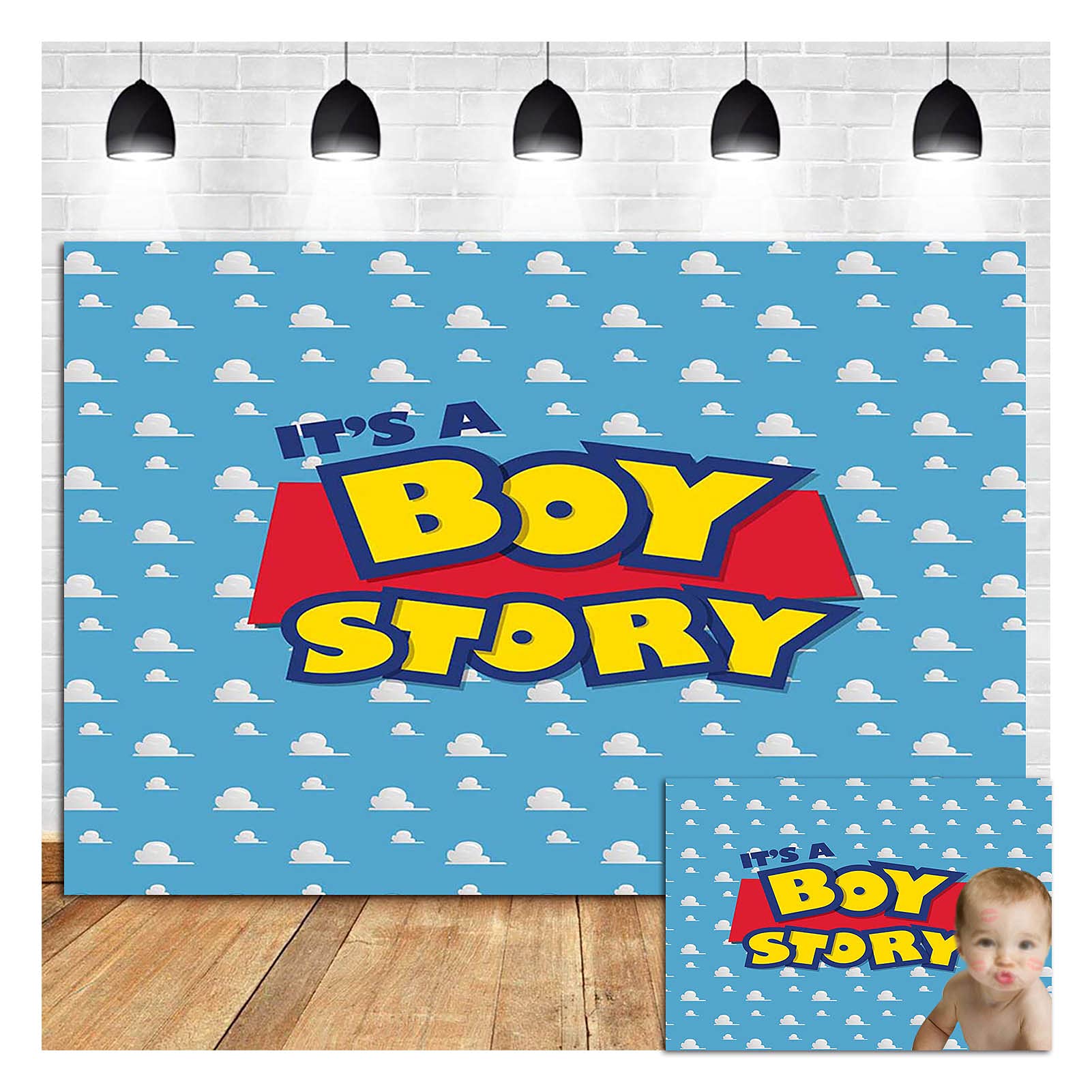 Its A Boy Story Theme Photography Backdrops 5x3ft Vinyl Blue ...