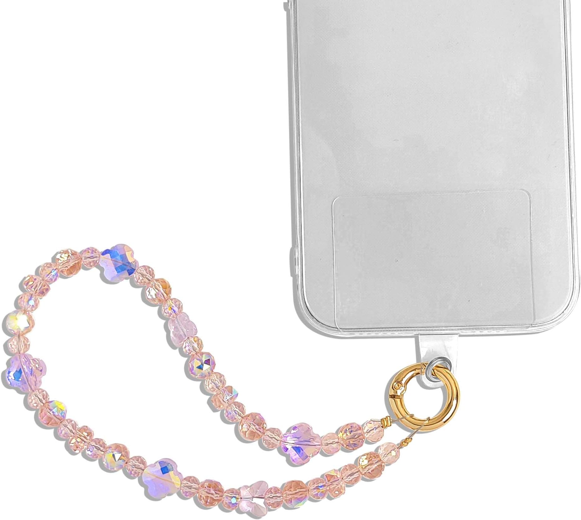 Amazon.com: BoudlesCham Phone Charm – Cute Pink Pearl Beaded Wrist ...