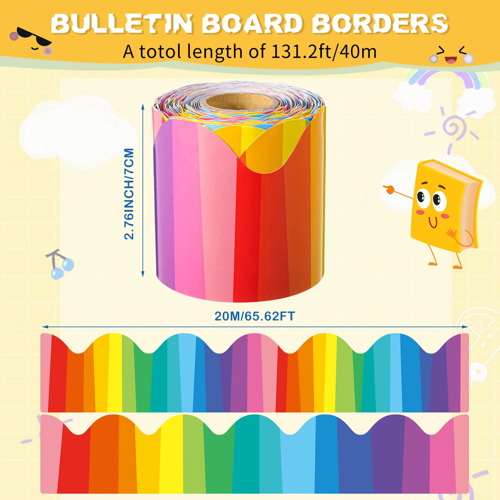 Snapklik.com : Yexiya Colorful Bulletin Board Borders Rainbow Scalloped ...