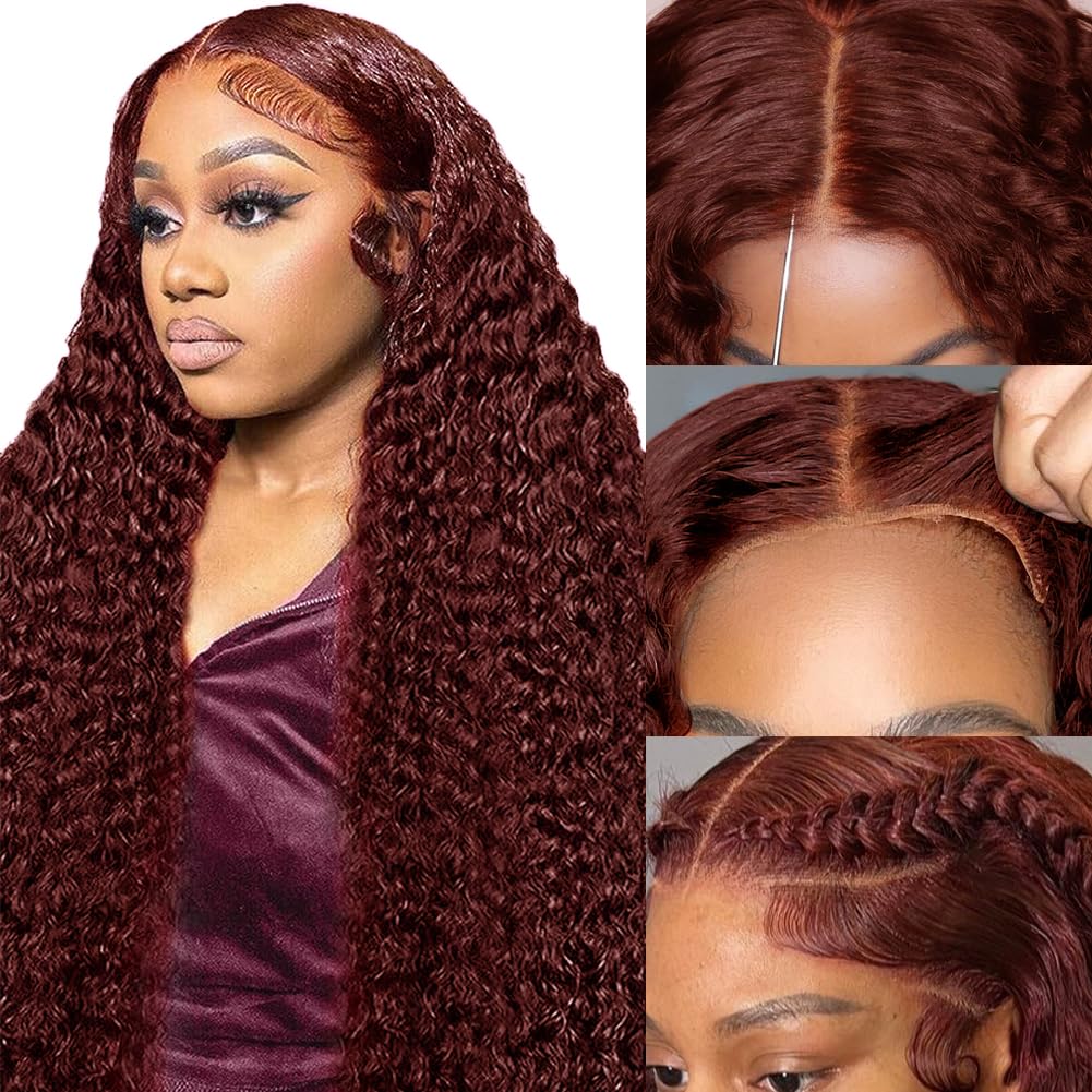 Amazon.com : 32inch Reddish Brown Lace Front Wigs Human Hair 13x4 ...