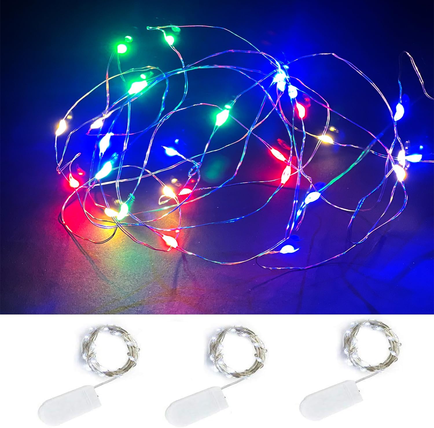 Amazon.com: Pack of 3 Sets LED Starry String Lights with 10 Micro LEDs ...