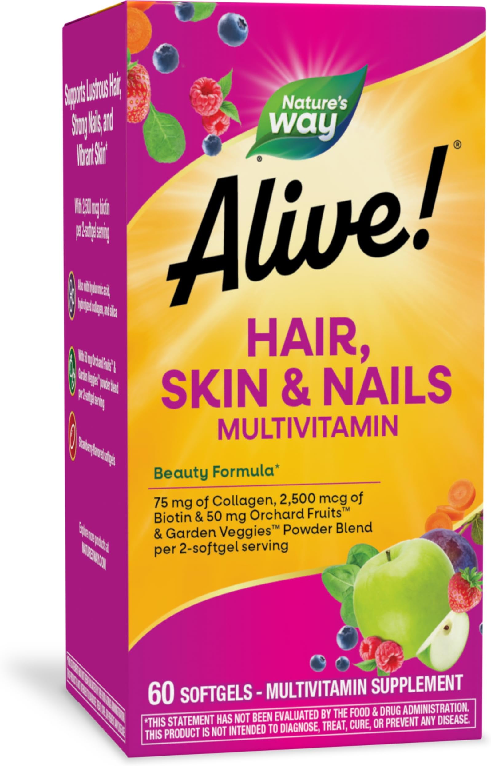Amazon.com: Nature's Way Alive! Hair, Skin & Nails Gummies, Advanced ...