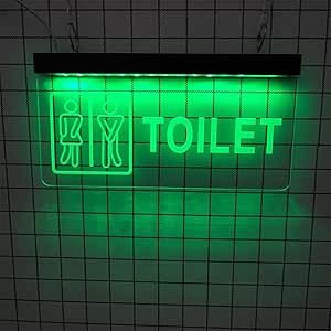 KEYQEEN Toilet Neon Sign, Restrooms 3D Carving Acrylic Neon Lights for ...