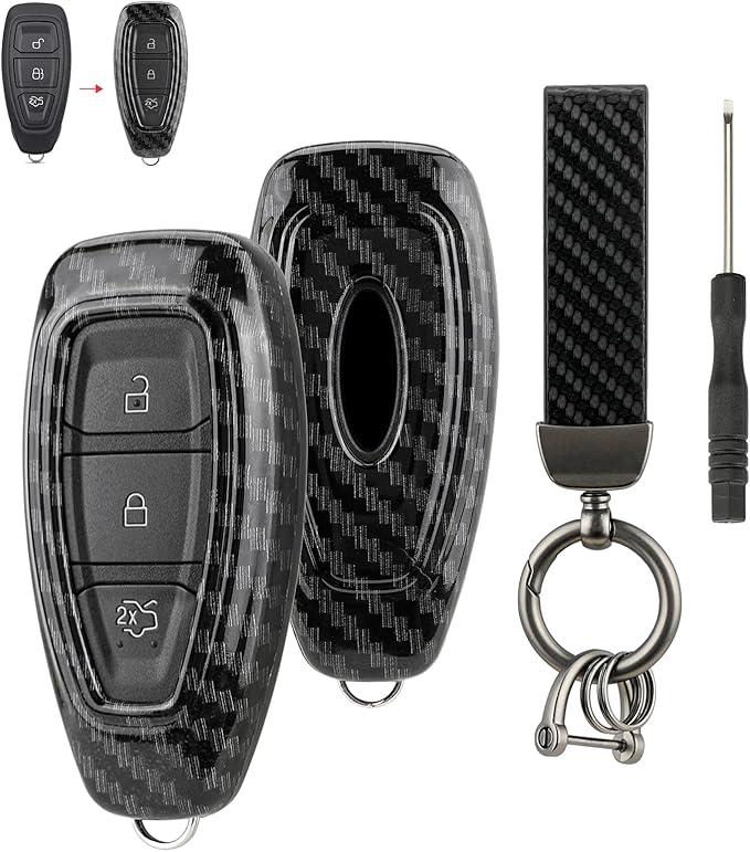 Carbon Fiber Key Cover For Ford Focus Fiesta Mondeo Kuga Galaxy S-Max B ...