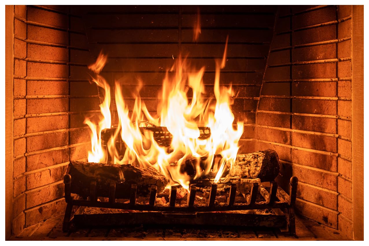 Amazon.com : WOLADA Christmas Fireplace Backdrop Fire Backdrop Bonfire ...