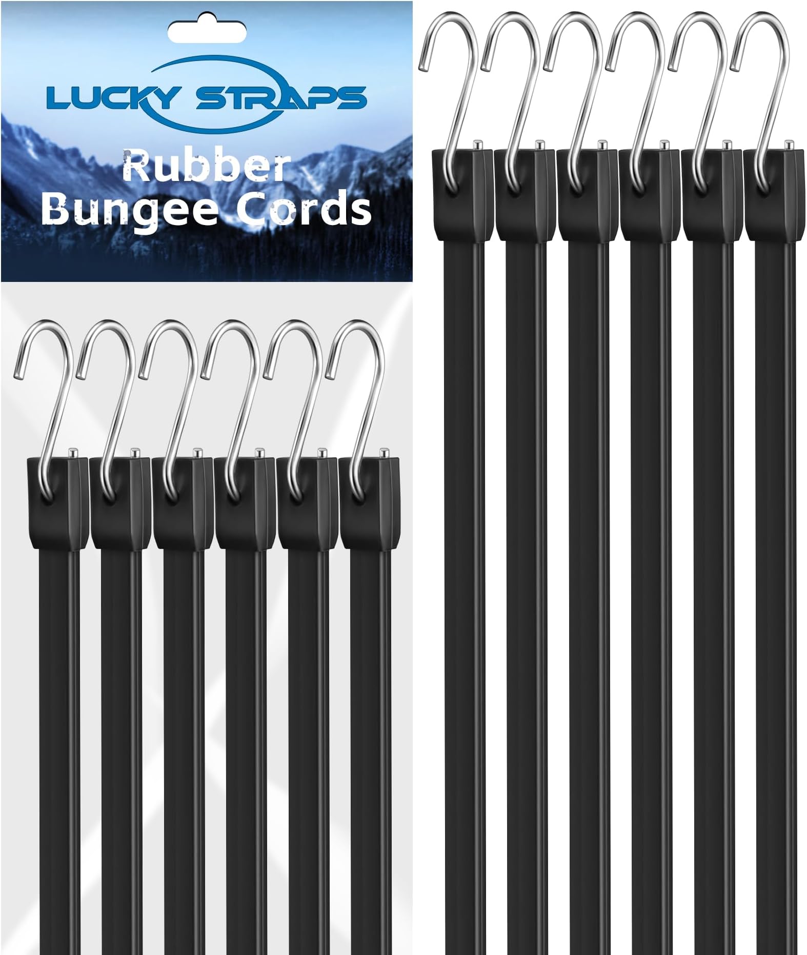 VEVOR 24" Rubber Bungee Cords with 160% Max Stretch, 20 mm Wider Bungee ...