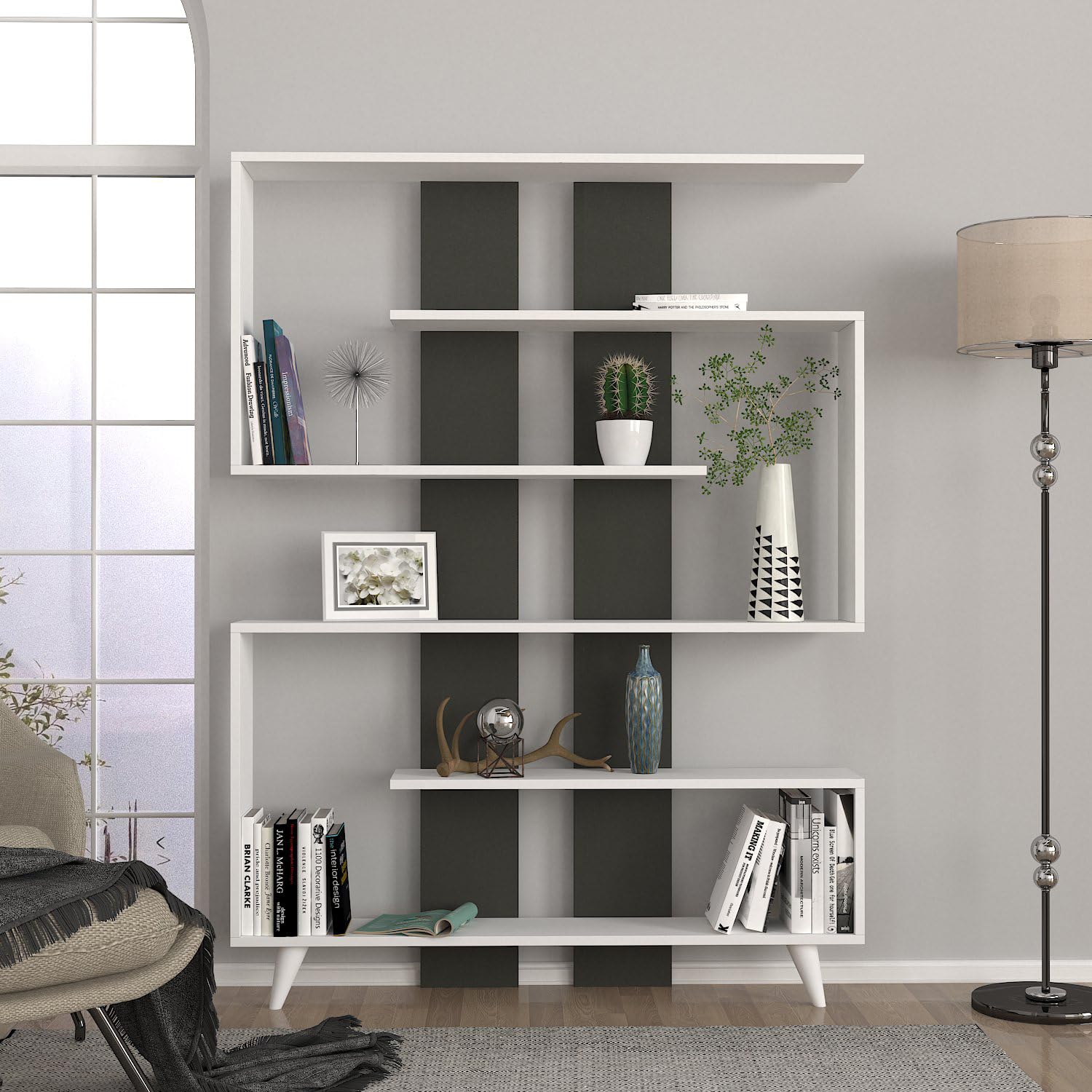 Amazon.com: Pillar S-Shaped 5-Tier Bookshelf - Open Shelf Storage with ...